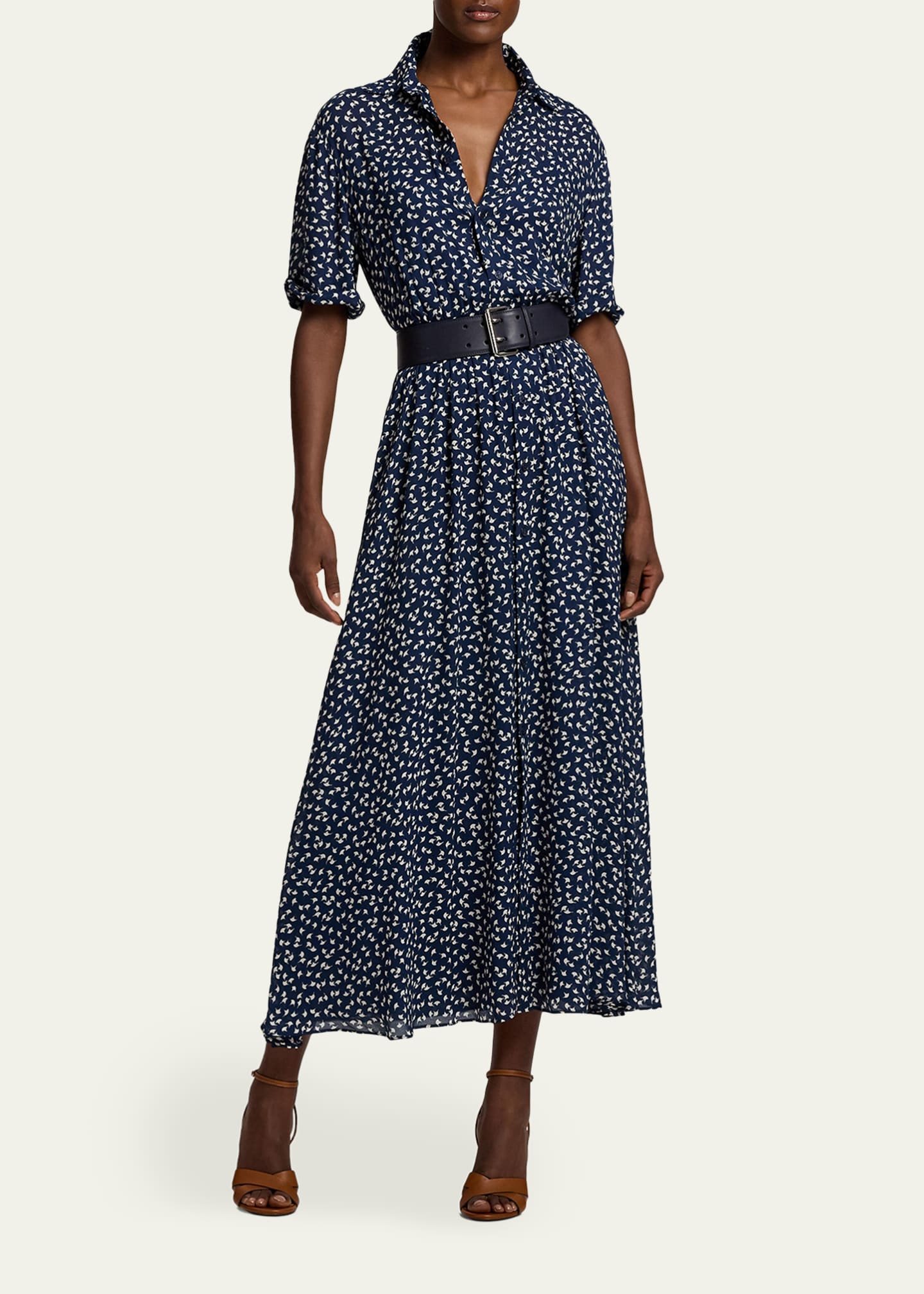 Ralph Lauren Collection Sura Geo-Print Georgette Day Dress - Bergdorf ...