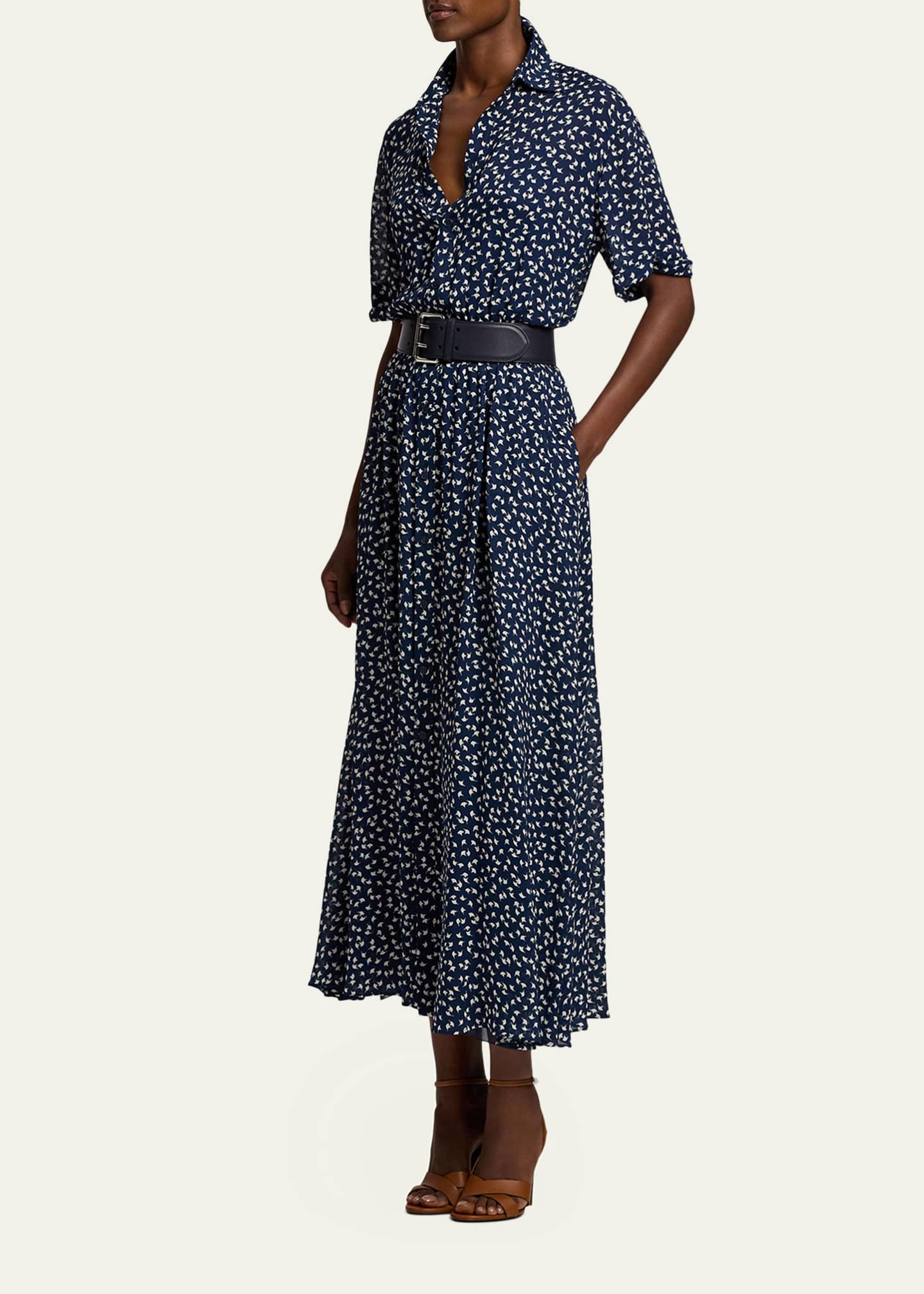 Ralph Lauren Collection Sura Geo-Print Georgette Day Dress - Bergdorf ...