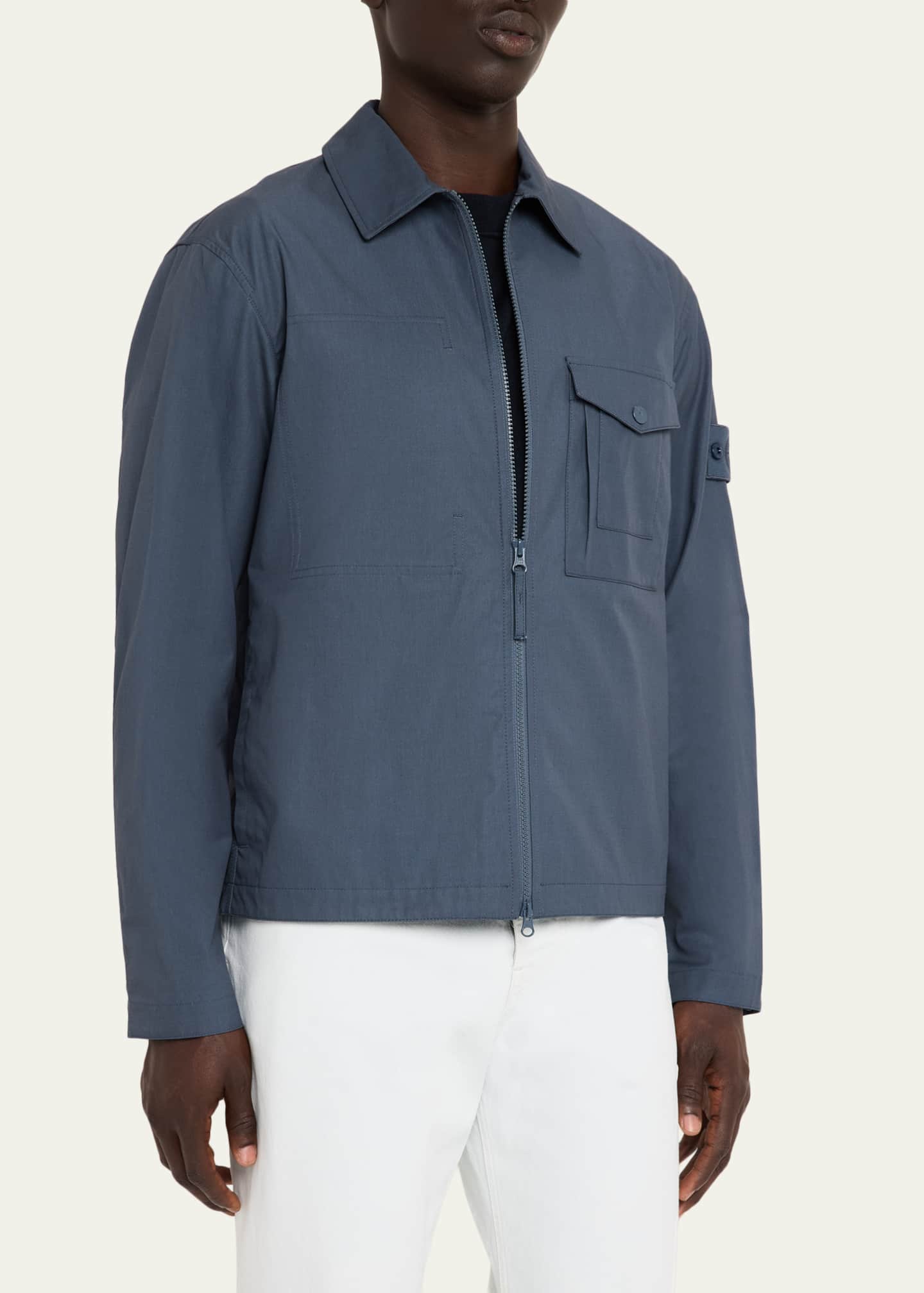 Stone Island Men's Ghost Cotton Zip-Front Shirt Jacket - Bergdorf Goodman