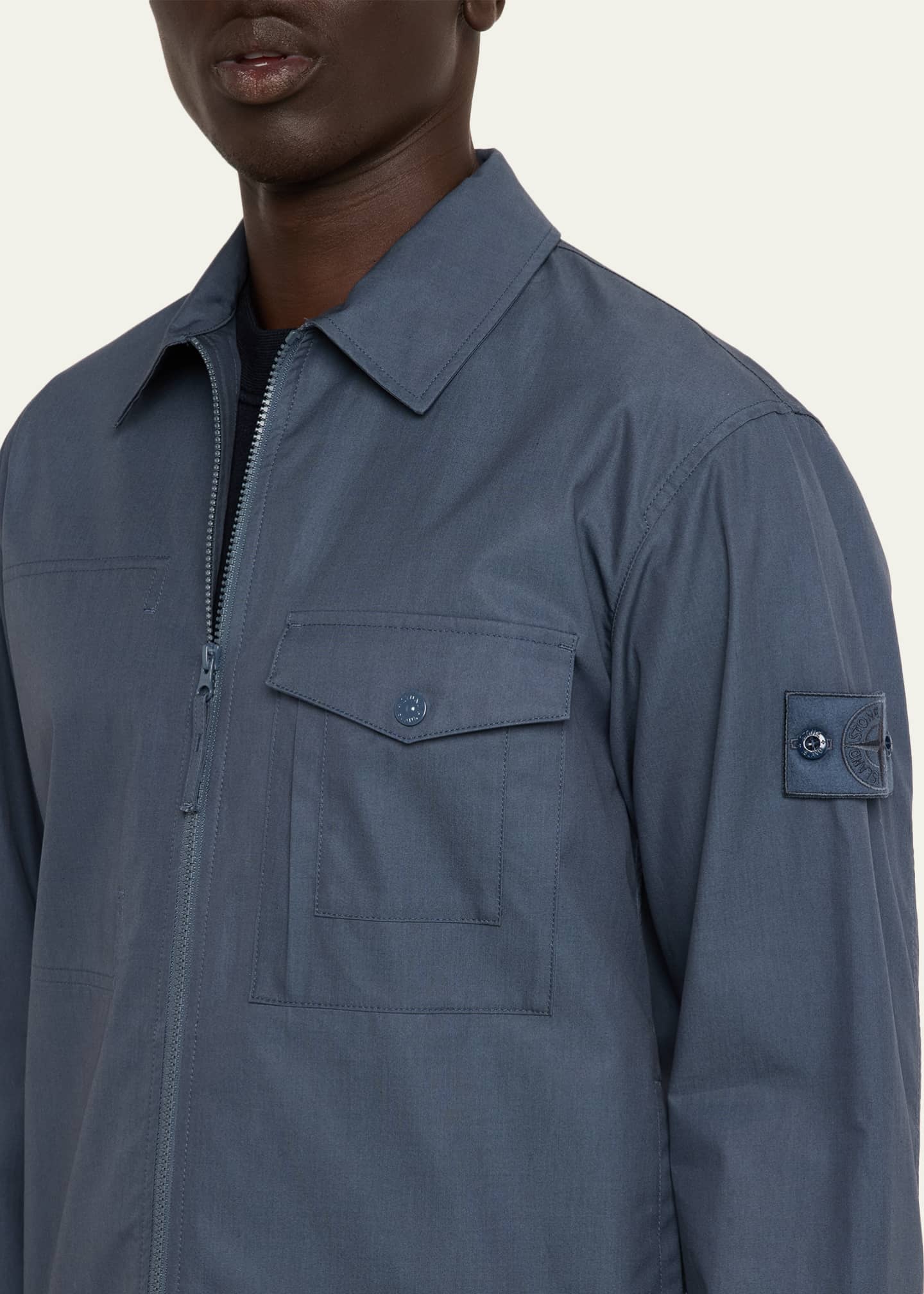 Stone Island Men's Ghost Cotton Zip-Front Shirt Jacket - Bergdorf Goodman