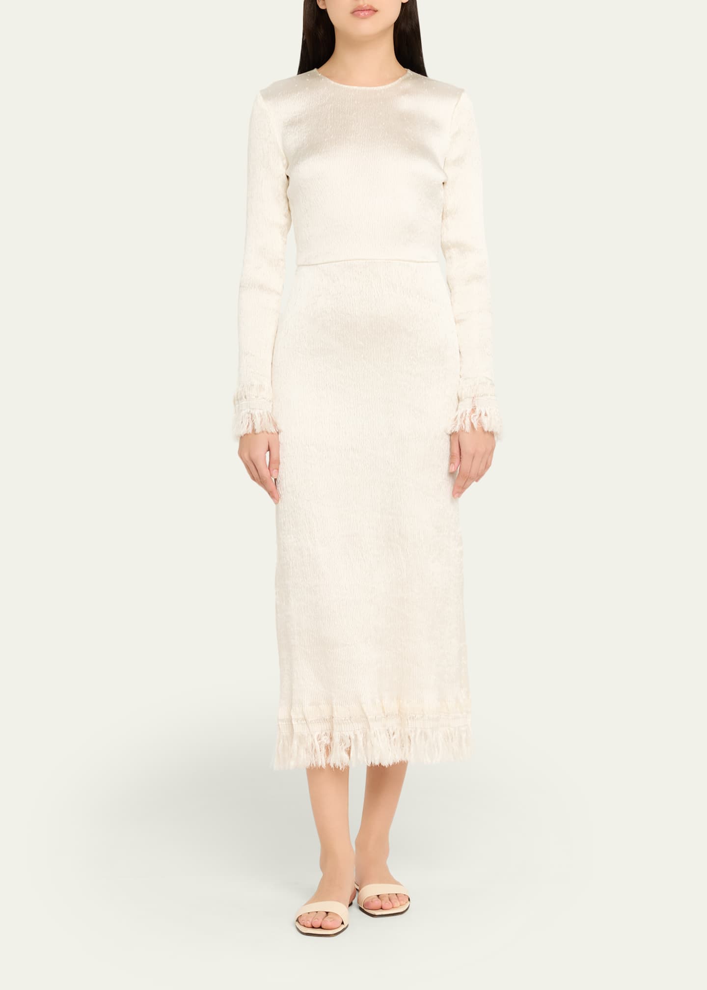 FForme Mina Frayed Edge Long-Sleeve Midi Dress - Bergdorf Goodman