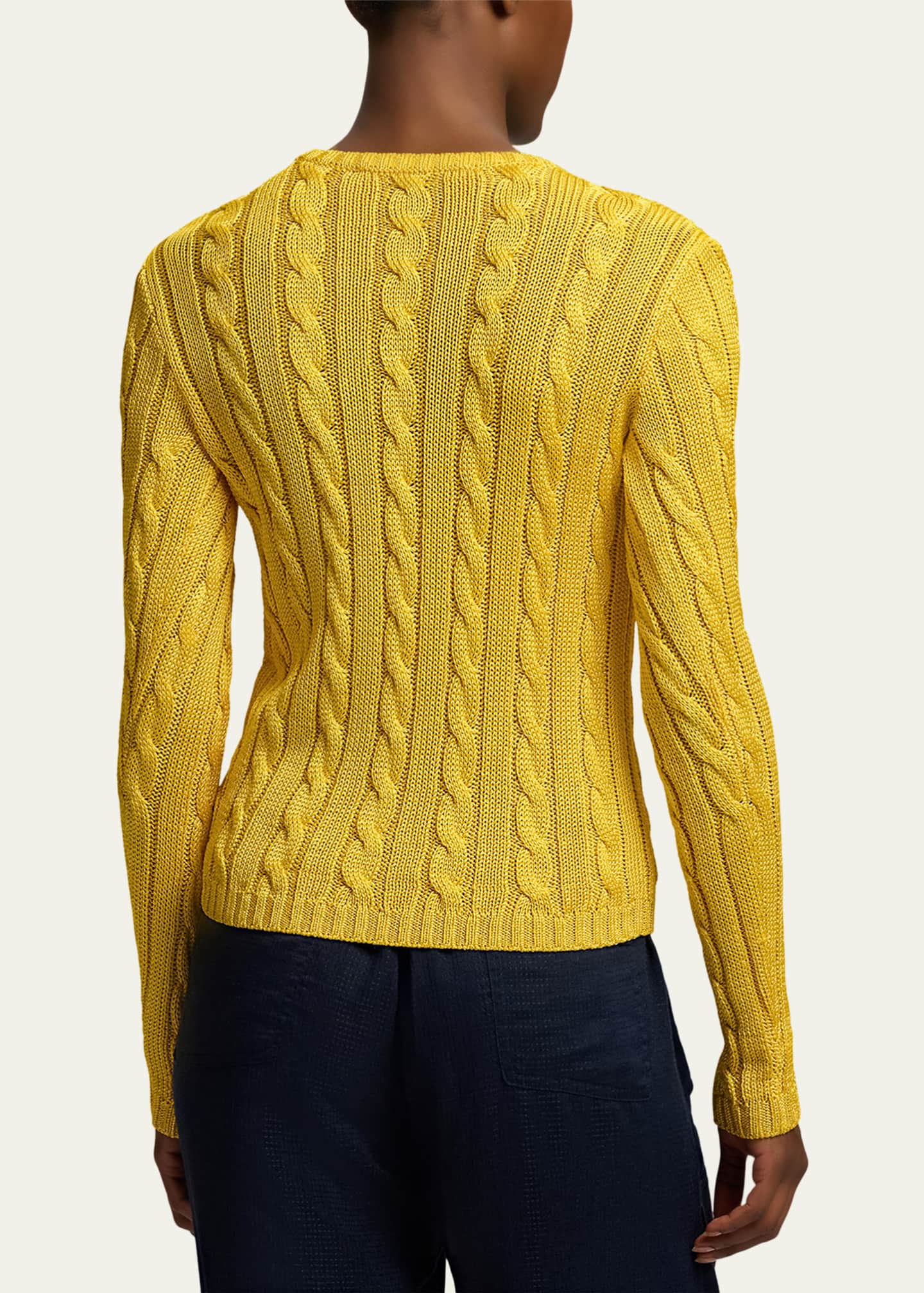 Ralph Lauren Collection Cable-Knit Silk Crewneck Sweater - Bergdorf Goodman