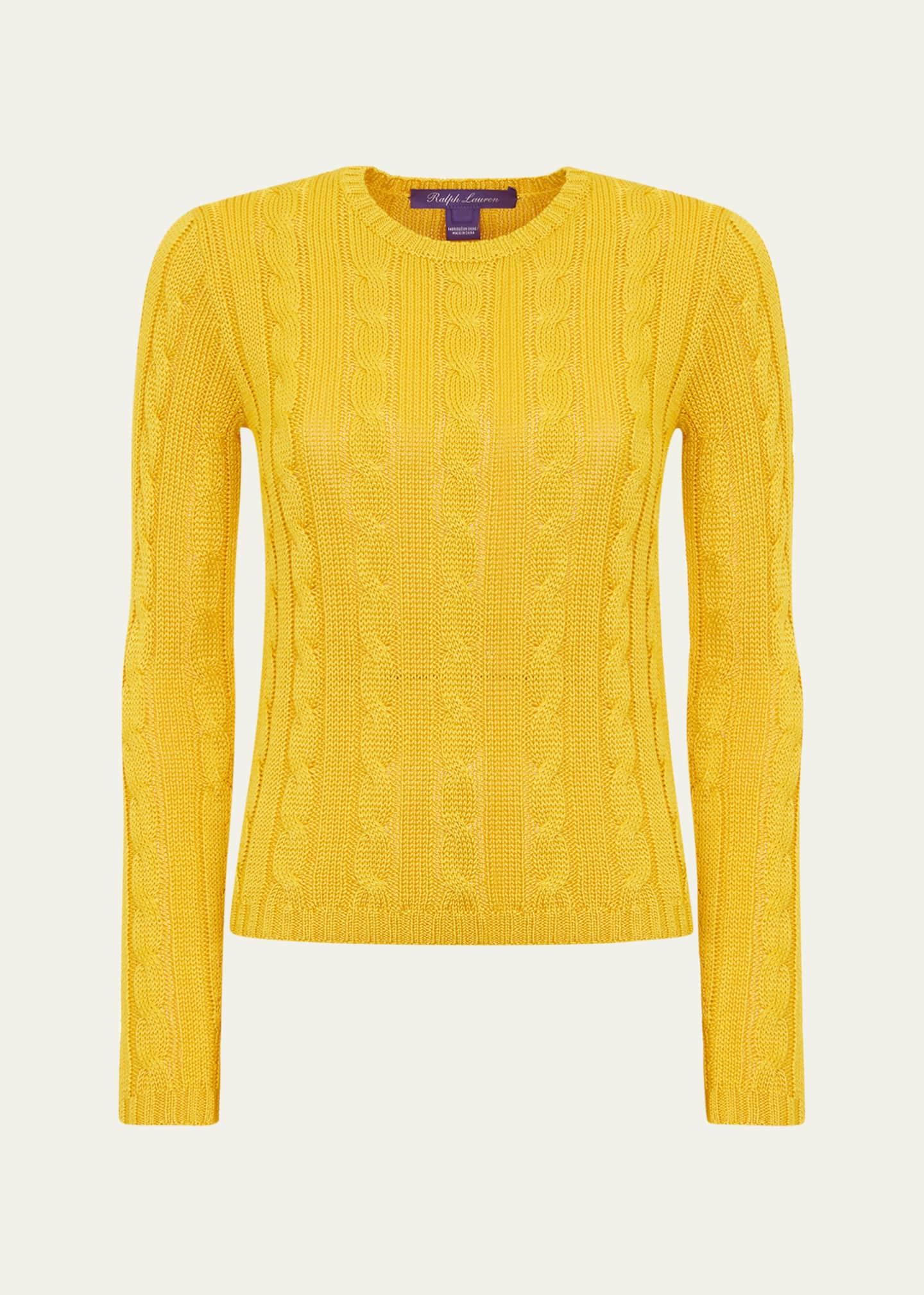 Ralph Lauren Collection Cable-Knit Silk Crewneck Sweater - Bergdorf Goodman