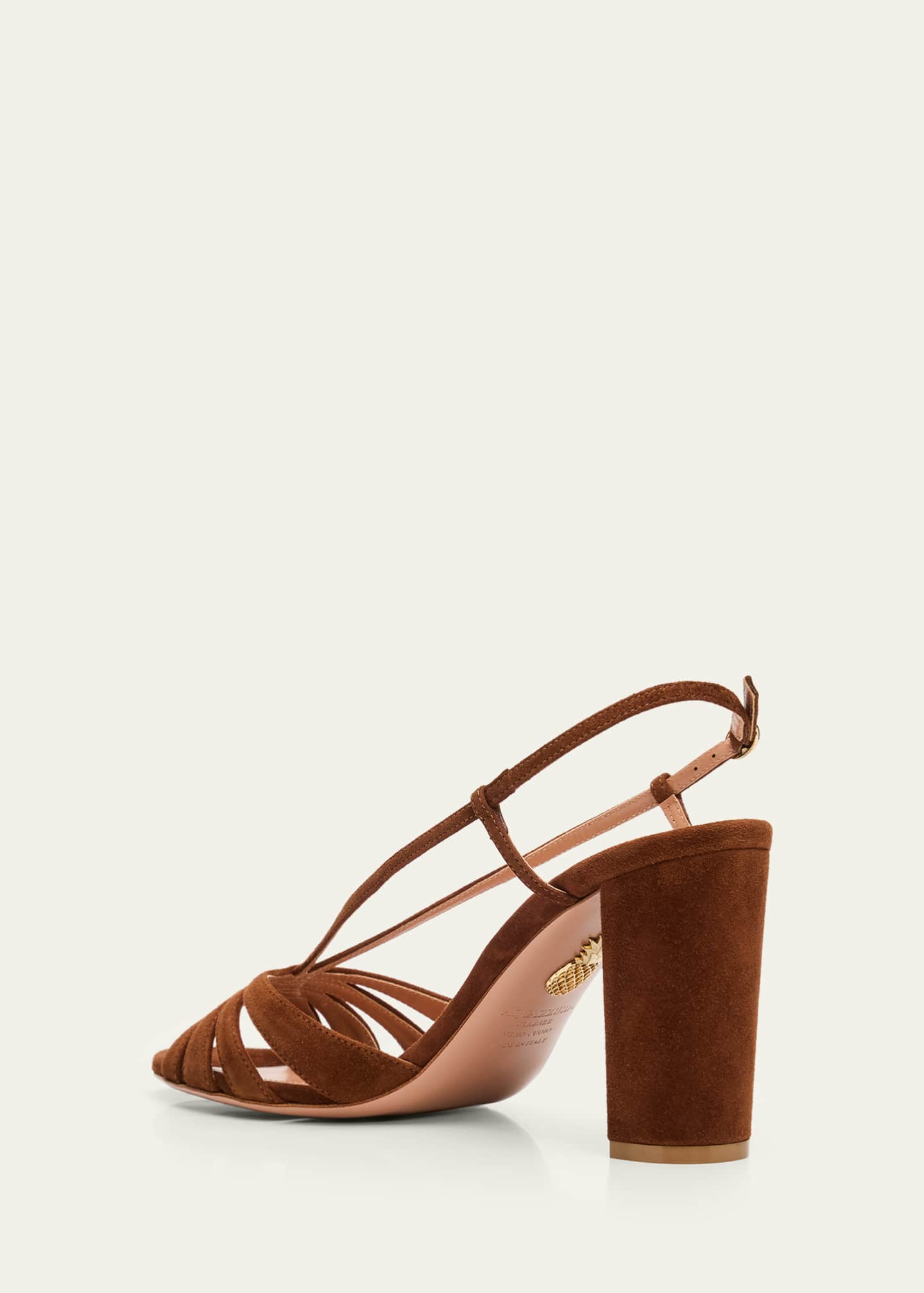 Aquazzura 85mm Aimee Suede Block-Heel Sandals - Bergdorf Goodman