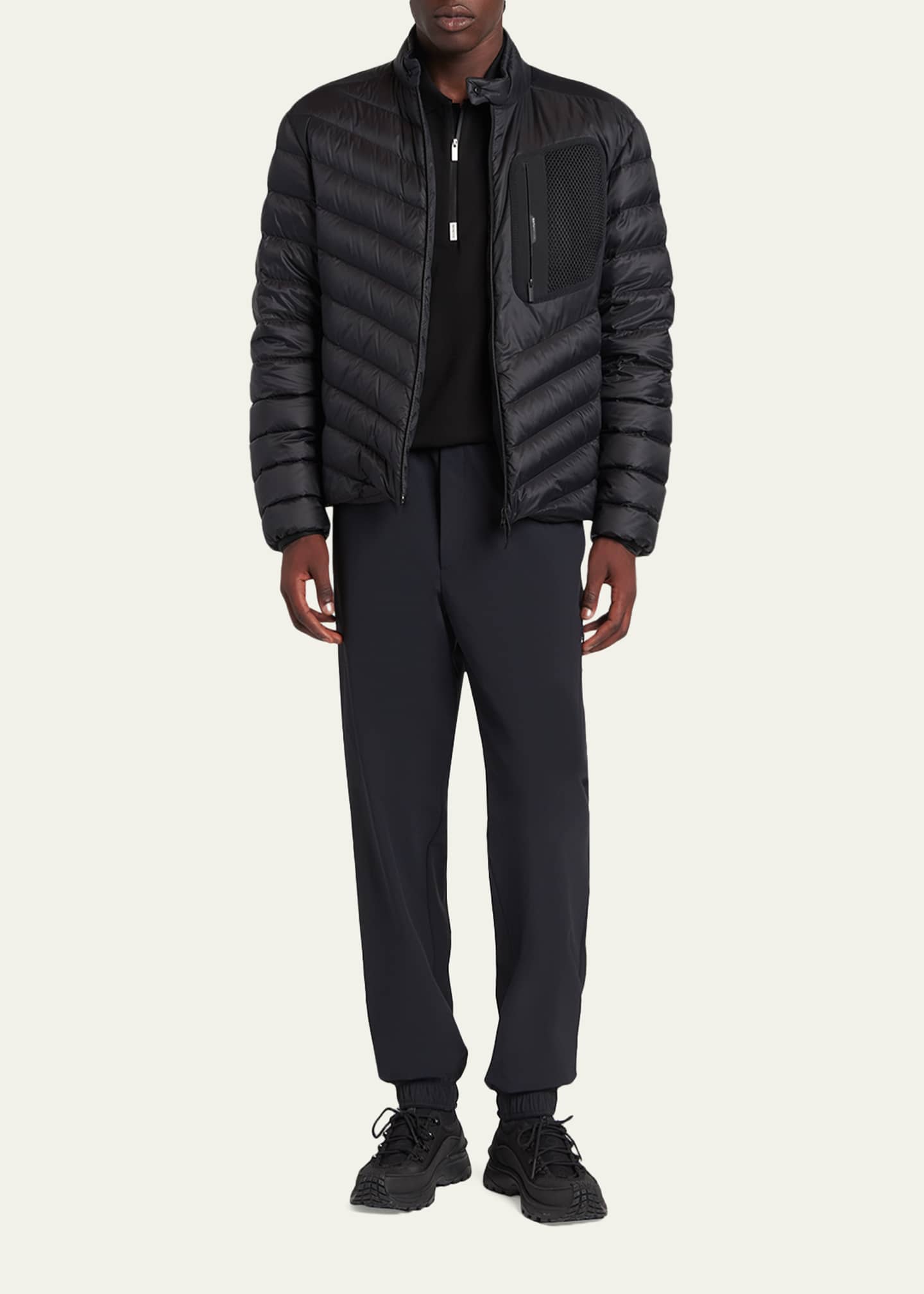 Moncler Men's Logo Cotton Piquet Half-Zip Polo Shirt - Bergdorf Goodman