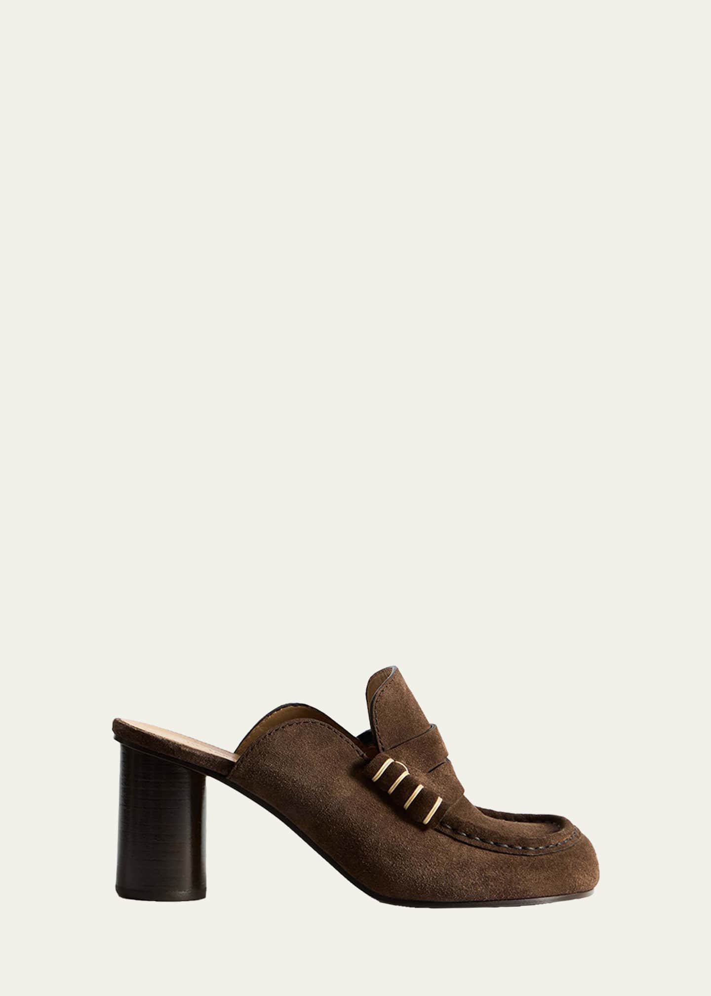 JW Anderson 70mm Suede Loafer Mules - Bergdorf Goodman