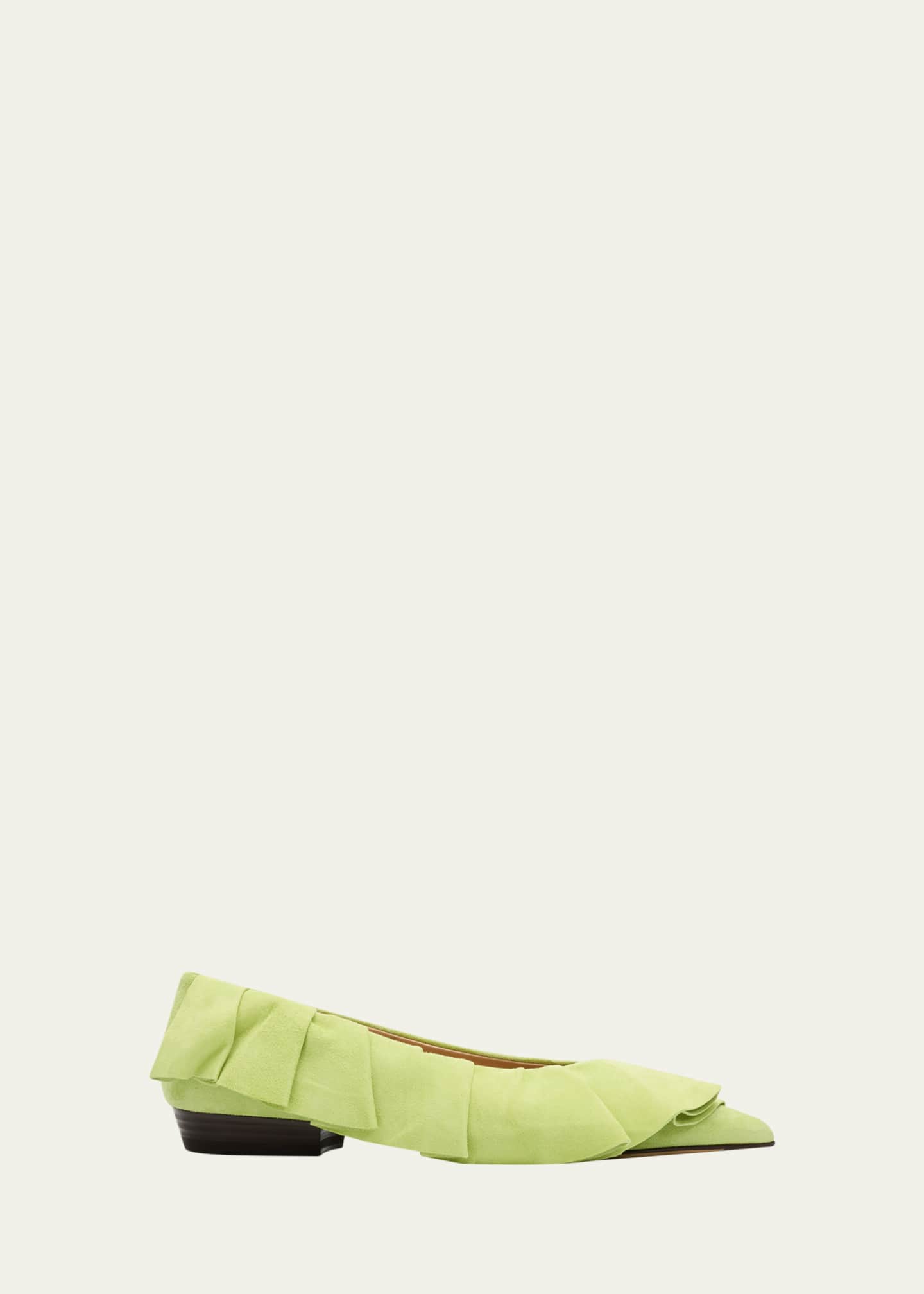 JW Anderson Suede Ruffle Ballerina Flats - Bergdorf Goodman