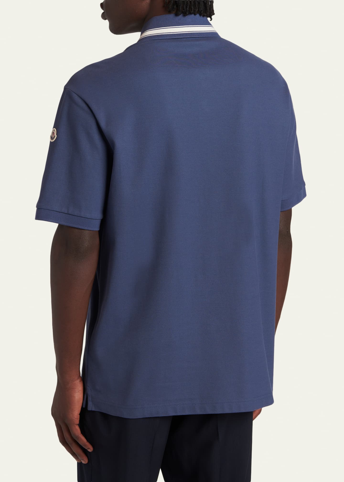 Moncler Men's Stripe-Trim Cotton Pique Polo Shirt - Bergdorf Goodman