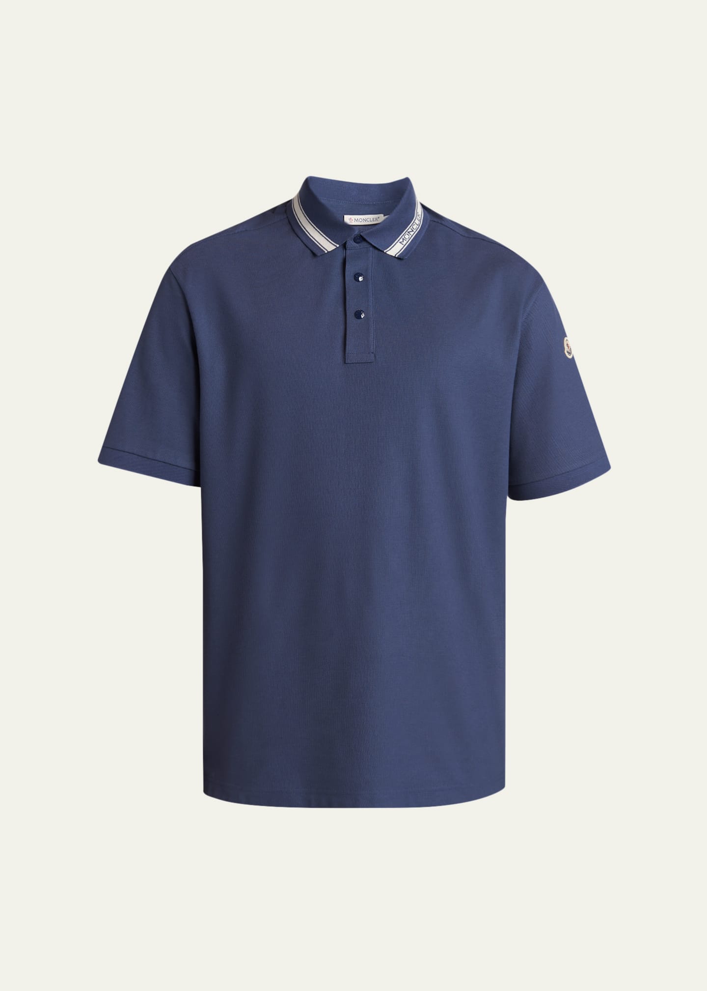 Moncler Men's Stripe-Trim Cotton Pique Polo Shirt - Bergdorf Goodman