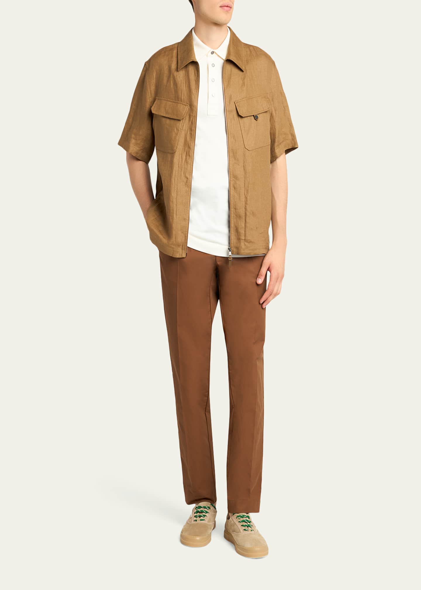 Moncler Men's Flax Short-Sleeve Utility Shirt - Bergdorf Goodman