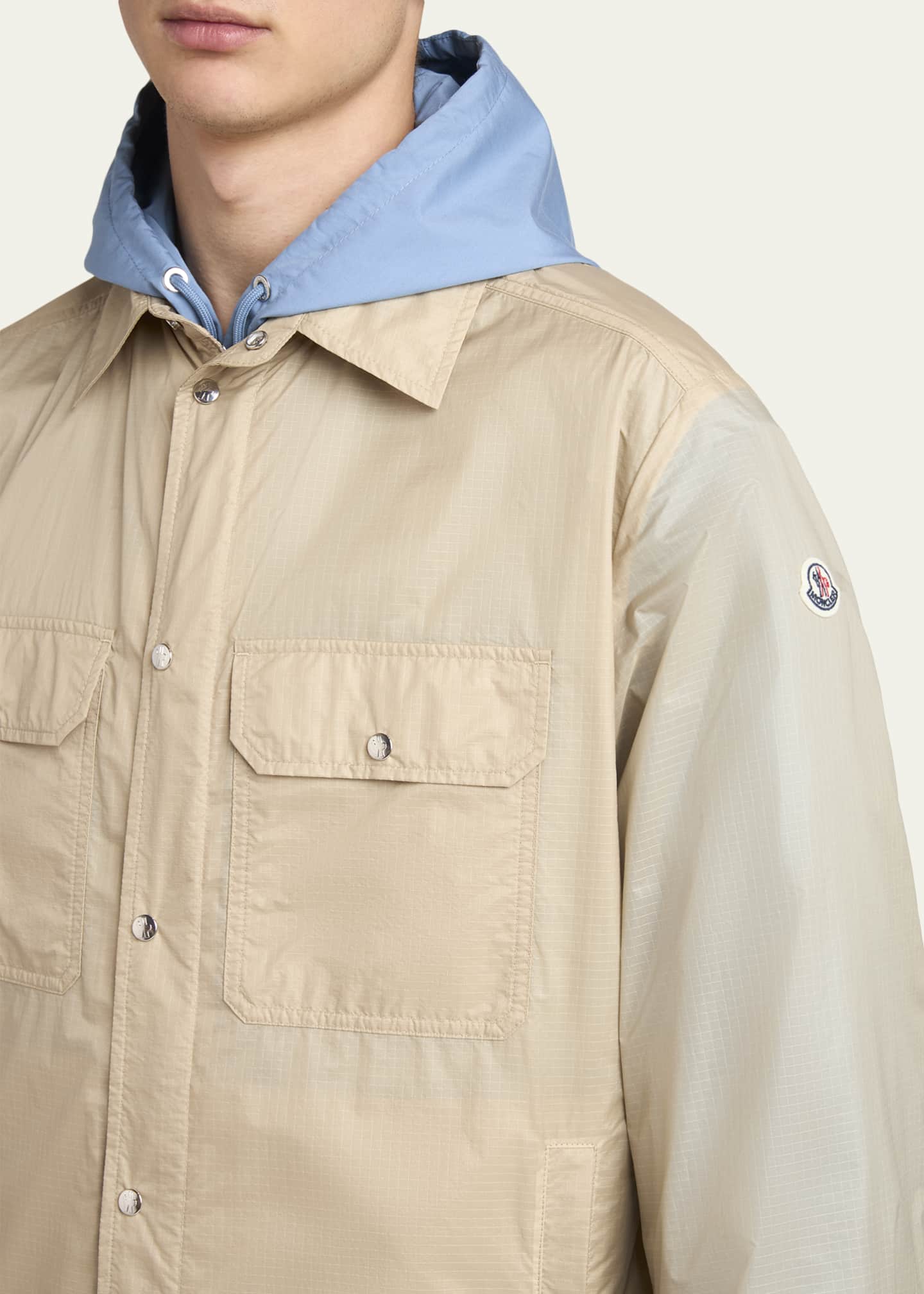 Moncler Men's Nylon Snap-Front Shirt Jacket - Bergdorf Goodman