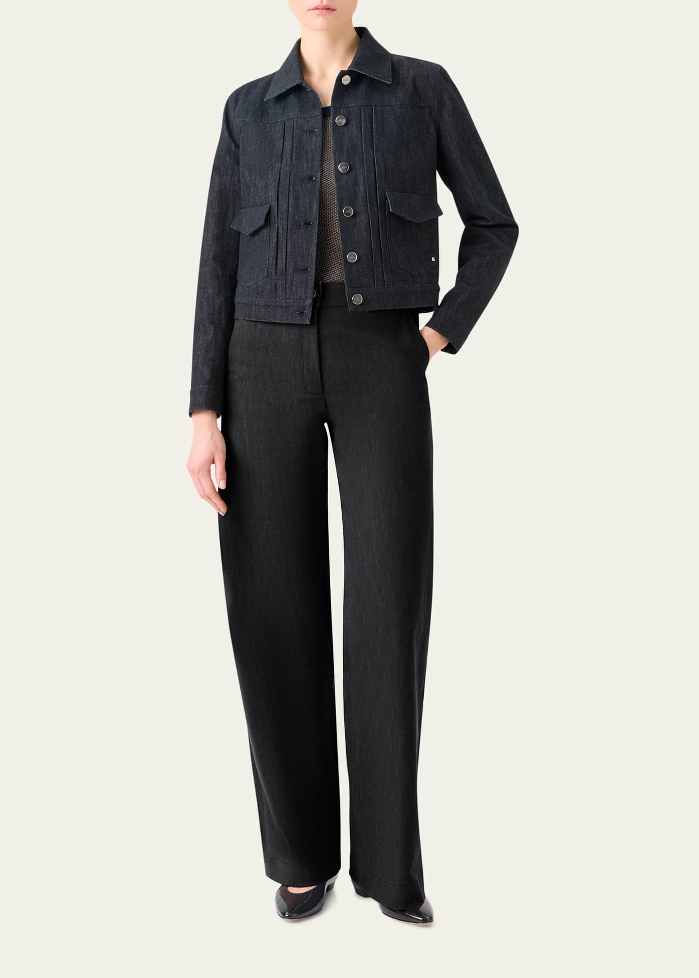 Akris Hilbert Short Stretch Denim Jacket - Bergdorf Goodman