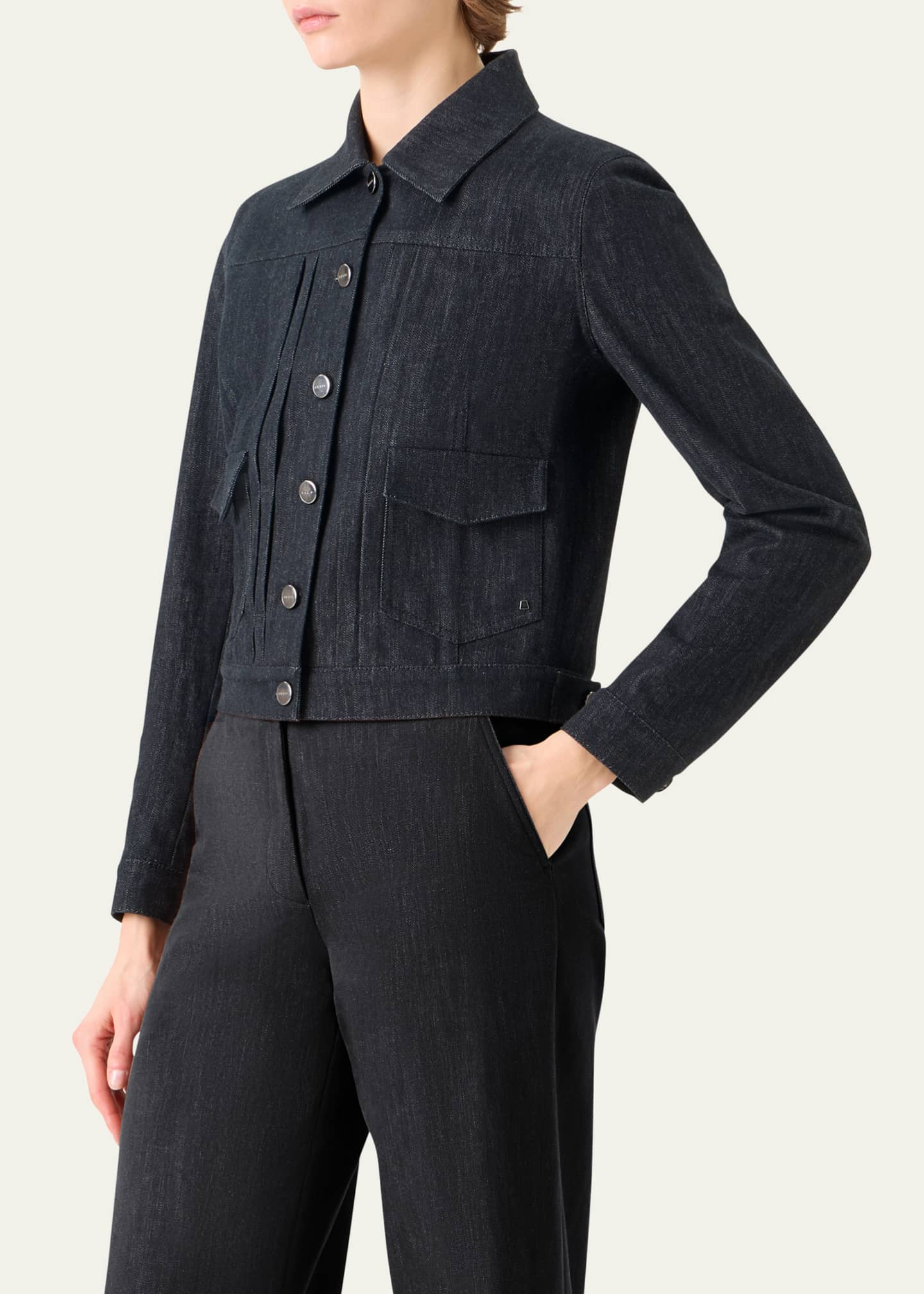 Akris Hilbert Short Stretch Denim Jacket - Bergdorf Goodman