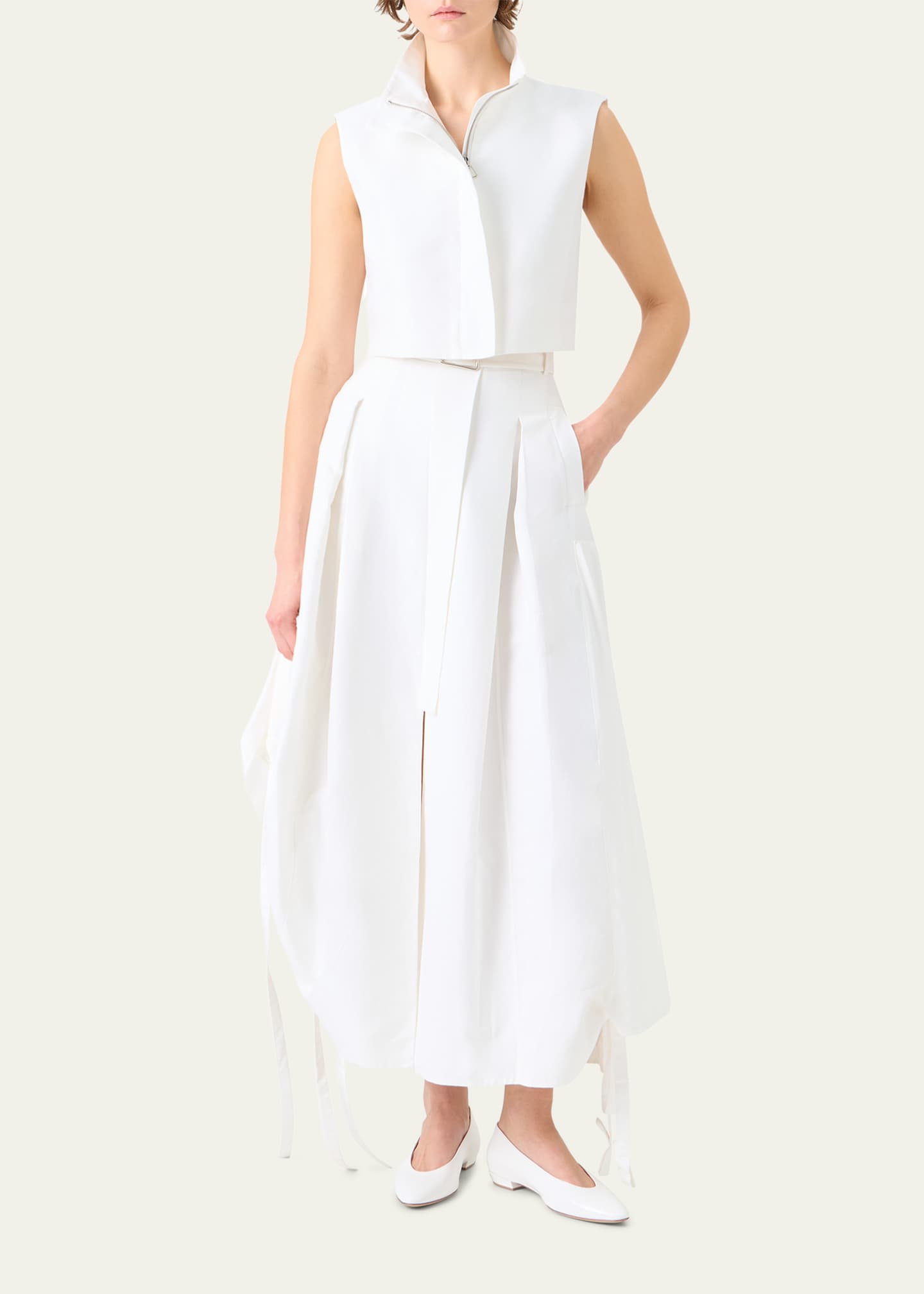 Akris Hester Short Stand-Collar Cotton Gilet - Bergdorf Goodman