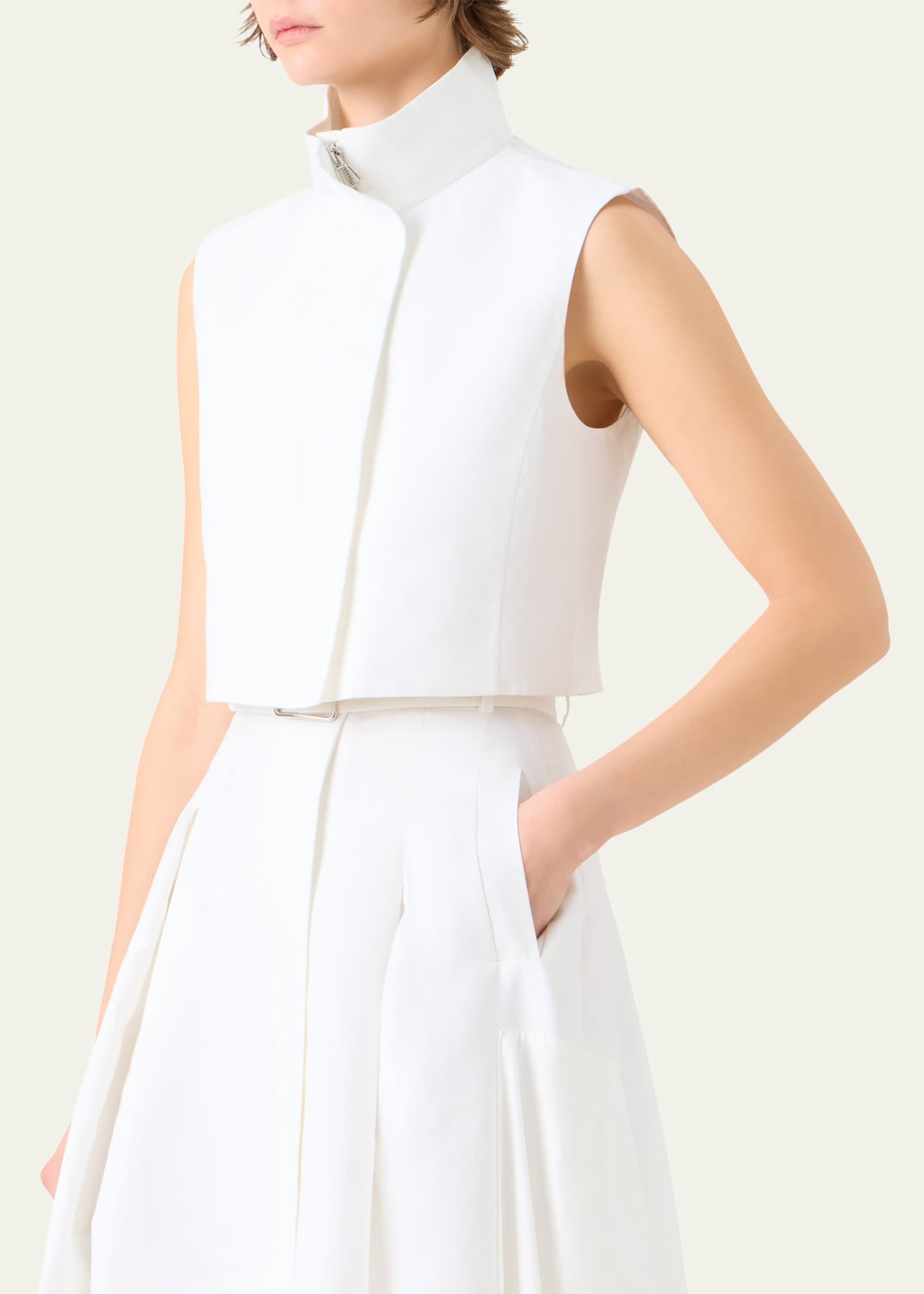 Akris Hester Short Stand-Collar Cotton Gilet - Bergdorf Goodman