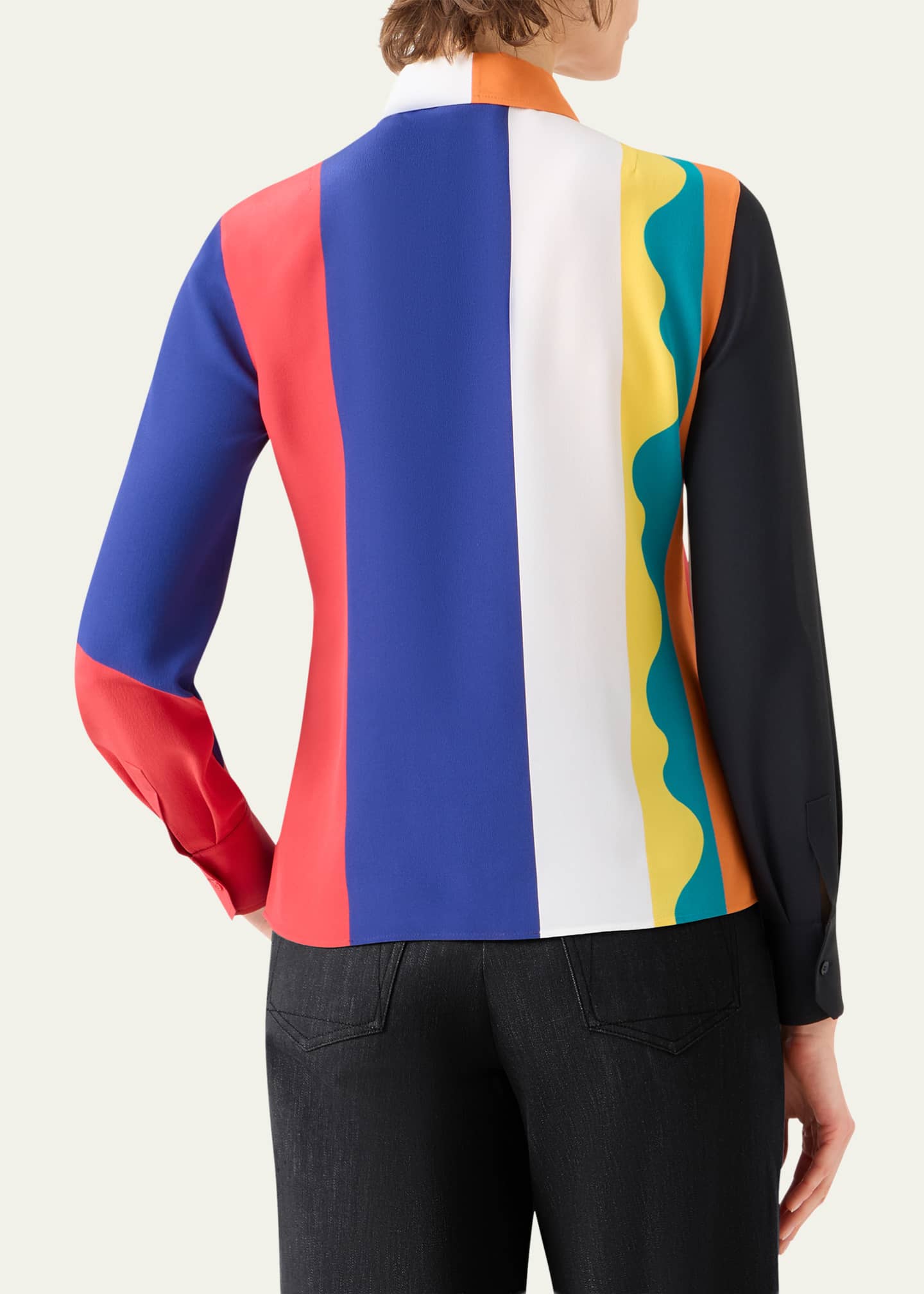 Akris Abstract-Print Silk Crepe Button-Down Shirt - Bergdorf Goodman