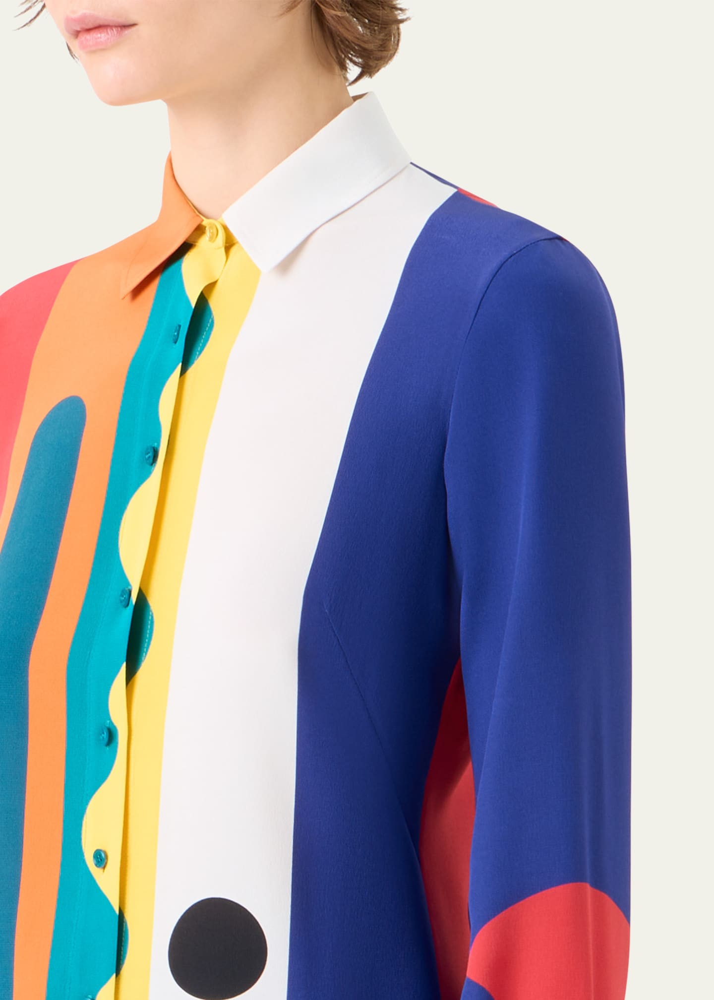 Akris Abstract-Print Silk Crepe Button-Down Shirt - Bergdorf Goodman