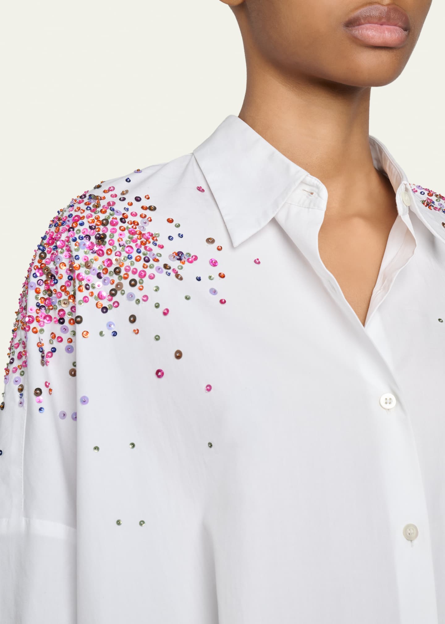 Dries Van Noten Casia Sequined Oversized Button-Down Shirt - Bergdorf ...