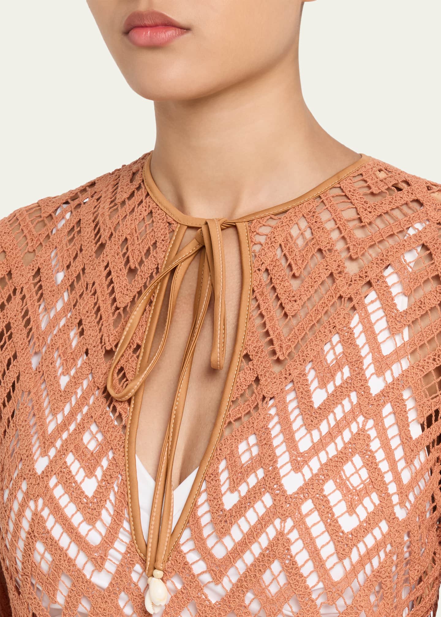 Johanna Ortiz Wild Savannah Embroidered Long-Sleeve Midi Tunic Dress ...