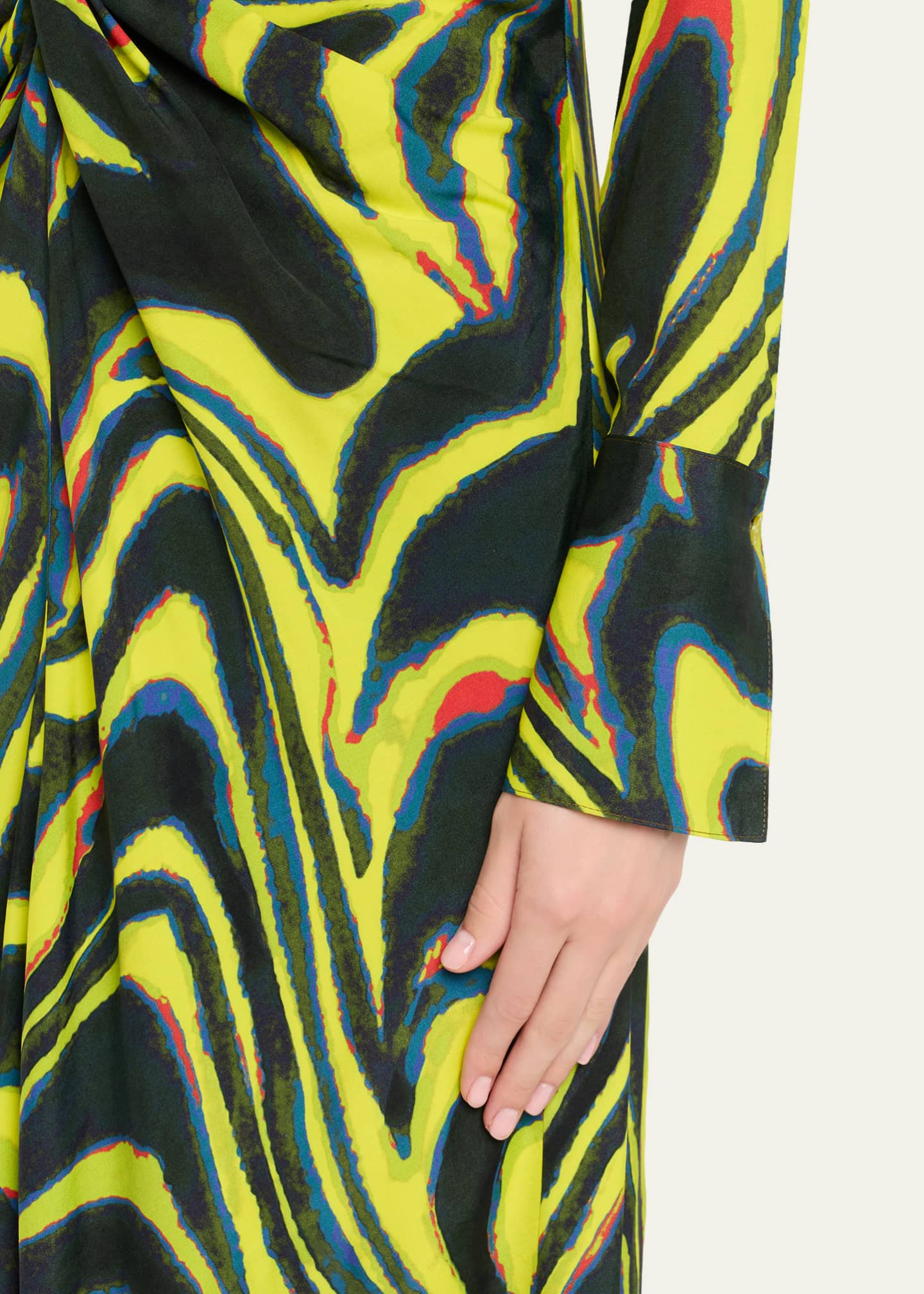 CHRISTOPHER JOHN ROGERS Printed Knotted Waist Midi Dress - Bergdorf Goodman