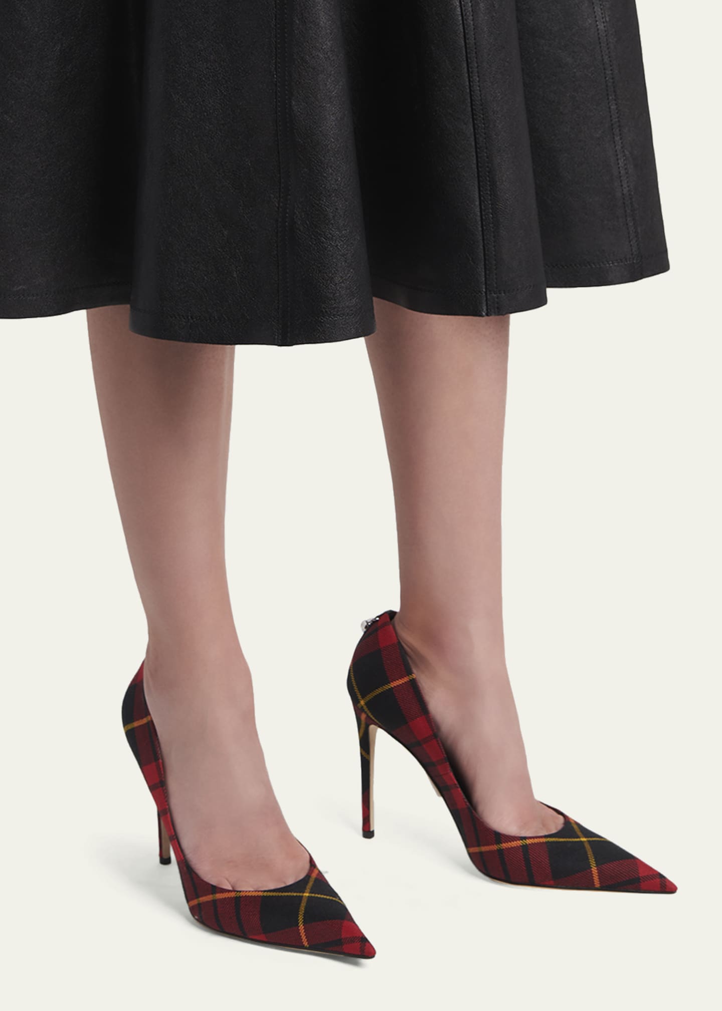 McQueen 105mm Tartan Plaid Pointed-Toe Pumps - Bergdorf Goodman