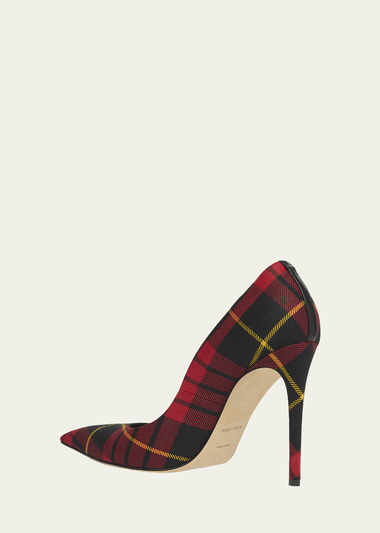 McQueen 105mm Tartan Plaid Pointed-Toe Pumps - Bergdorf Goodman