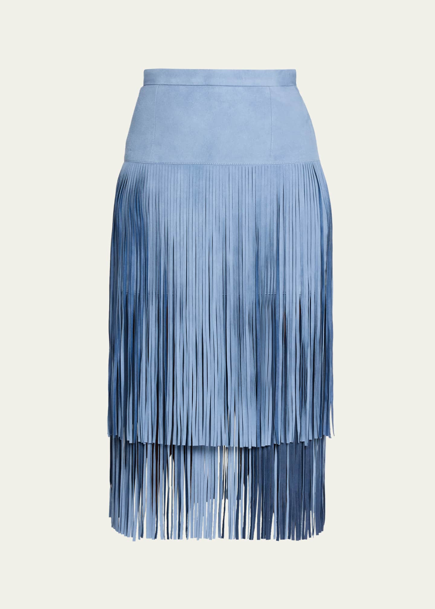 Michael Kors Collection Tiered Fringe Suede Midi Skirt - Bergdorf Goodman