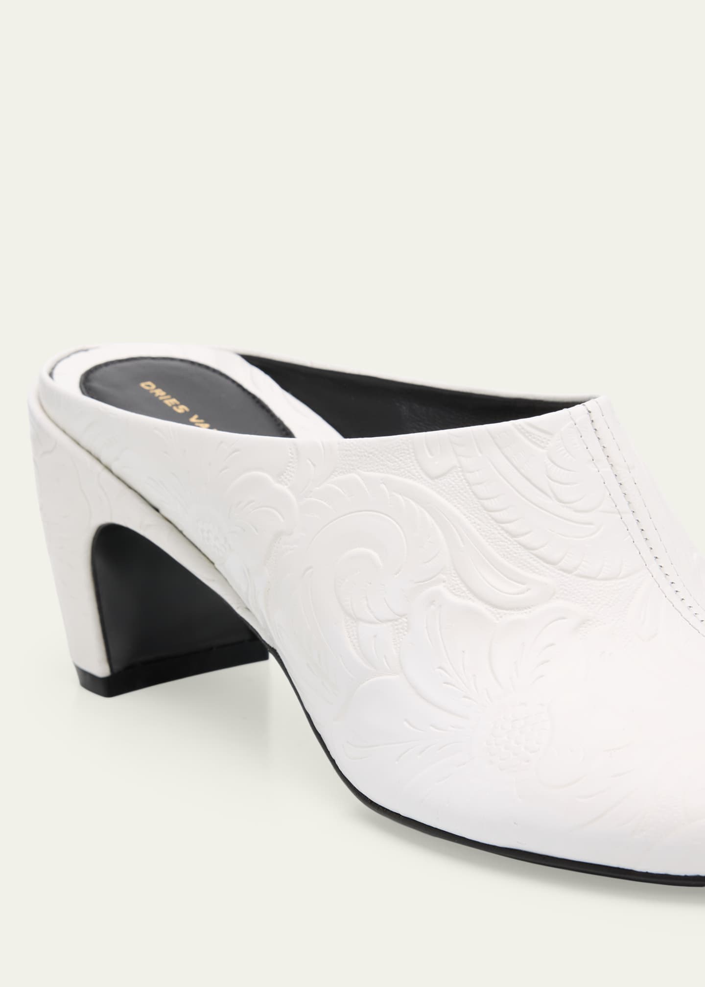 Dries Van Noten 75mm Floral Debossed Leather Mules - Bergdorf Goodman