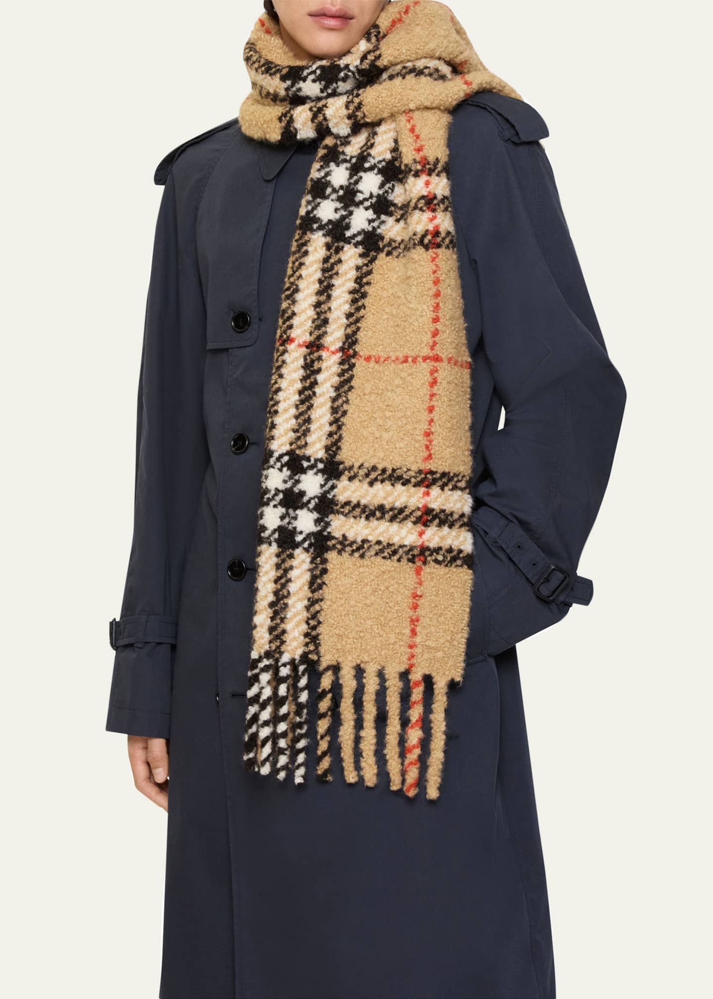 Burberry Check Alpaca Wool Blend Bouclé Scarf - Bergdorf Goodman