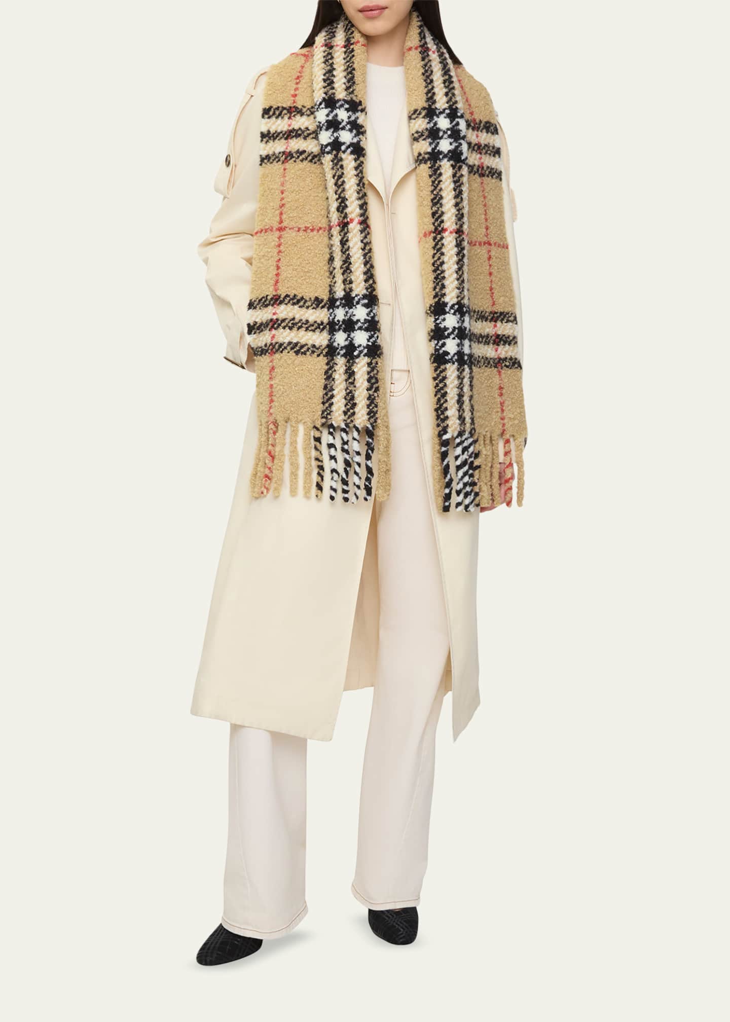 Burberry Check Alpaca Wool Blend Bouclé Scarf - Bergdorf Goodman