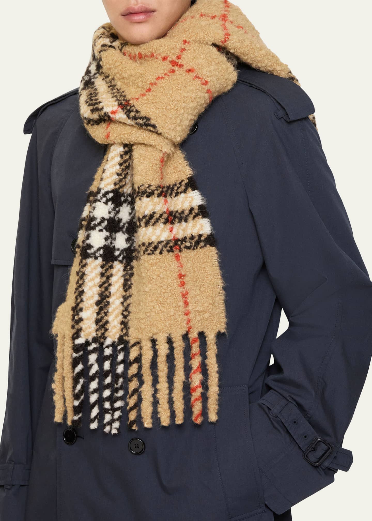 Burberry Check Alpaca Wool Blend Bouclé Scarf - Bergdorf Goodman