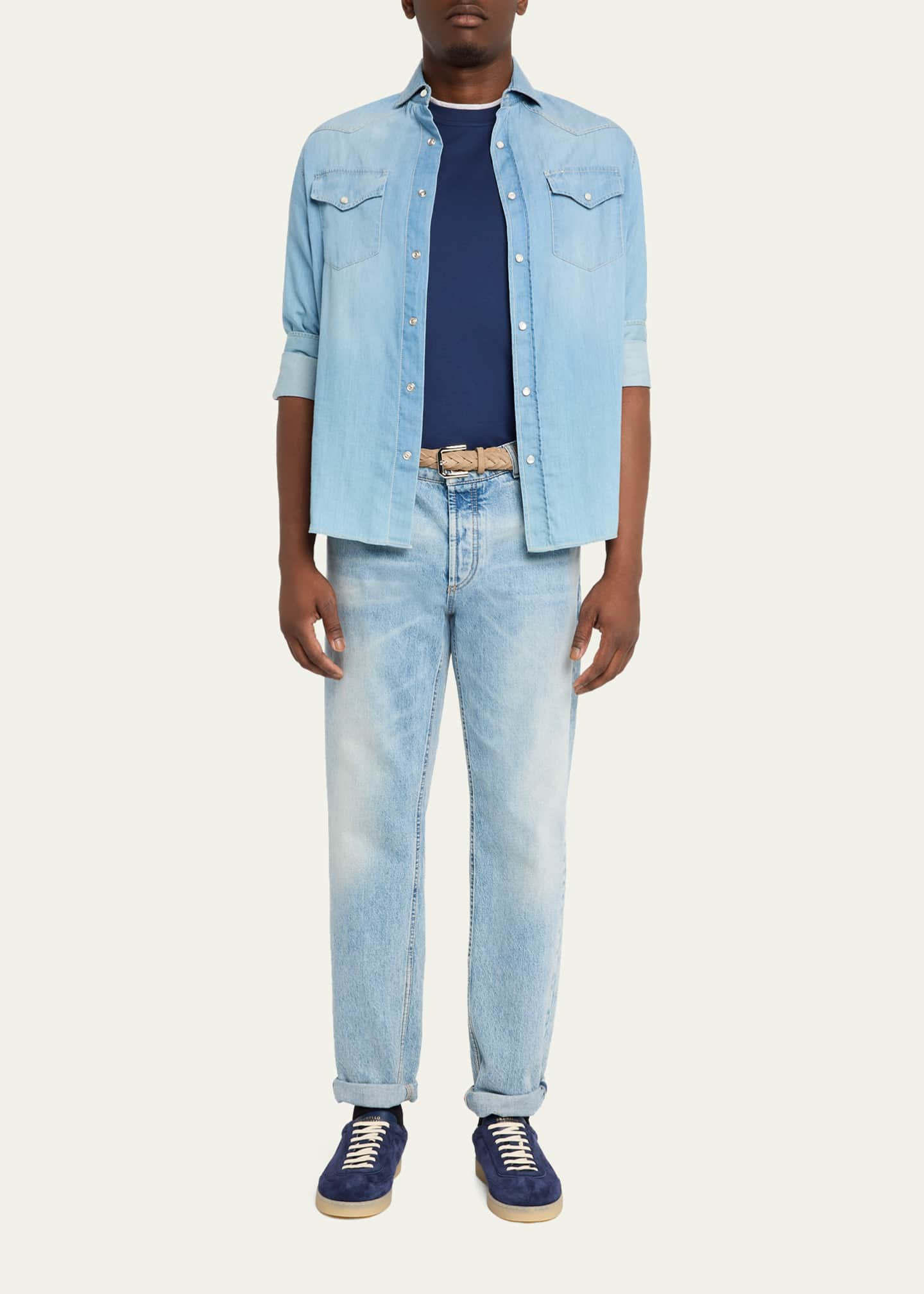 Brunello Cucinelli Men's Suede T-Toe Low-Top Sneakers - Bergdorf Goodman