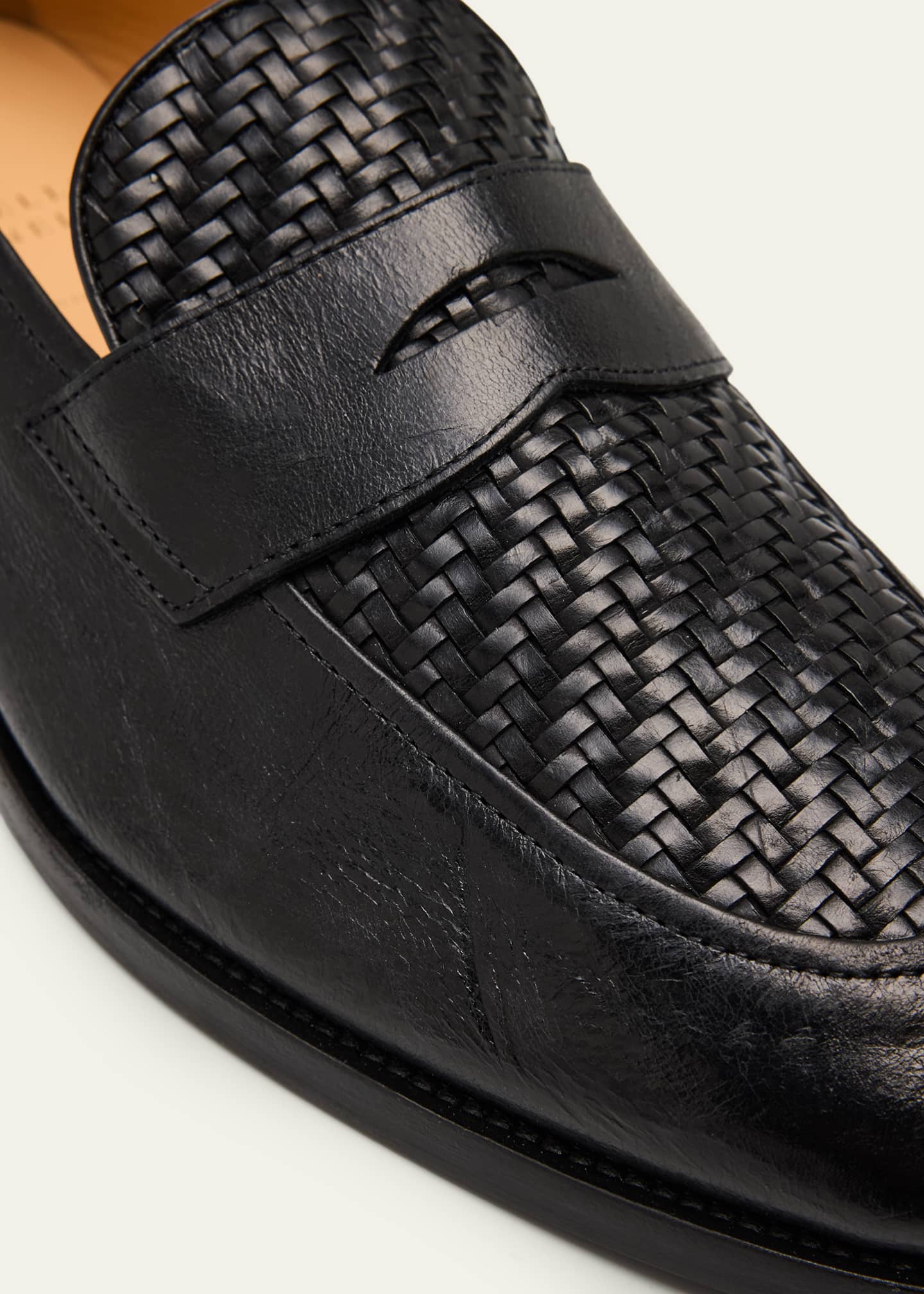 Brunello Cucinelli Men's Woven Vamp Leather Penny Loafers - Bergdorf ...