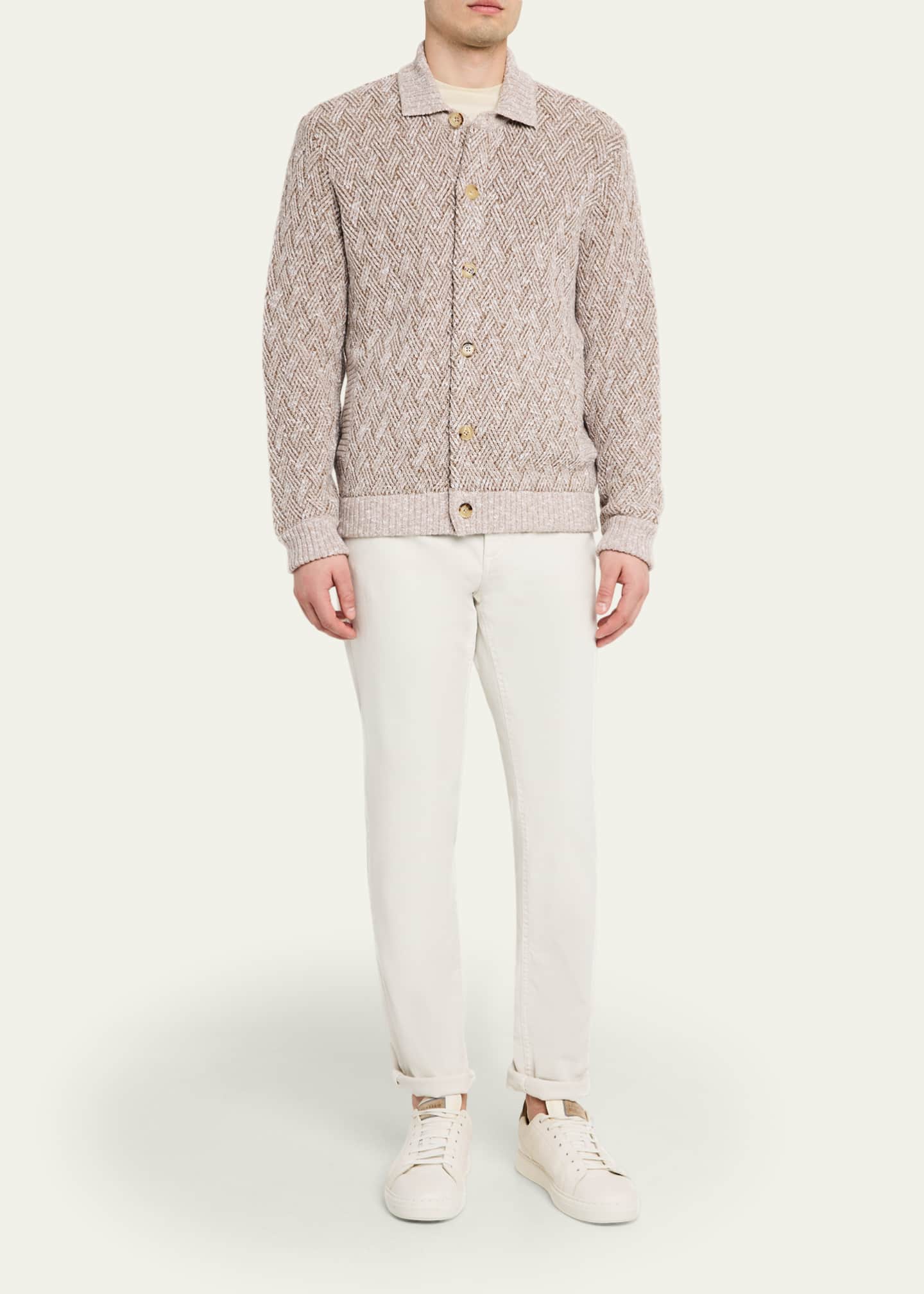 Baldassari Men's Wool-Blend Basketweave Stitch Cardigan - Bergdorf Goodman