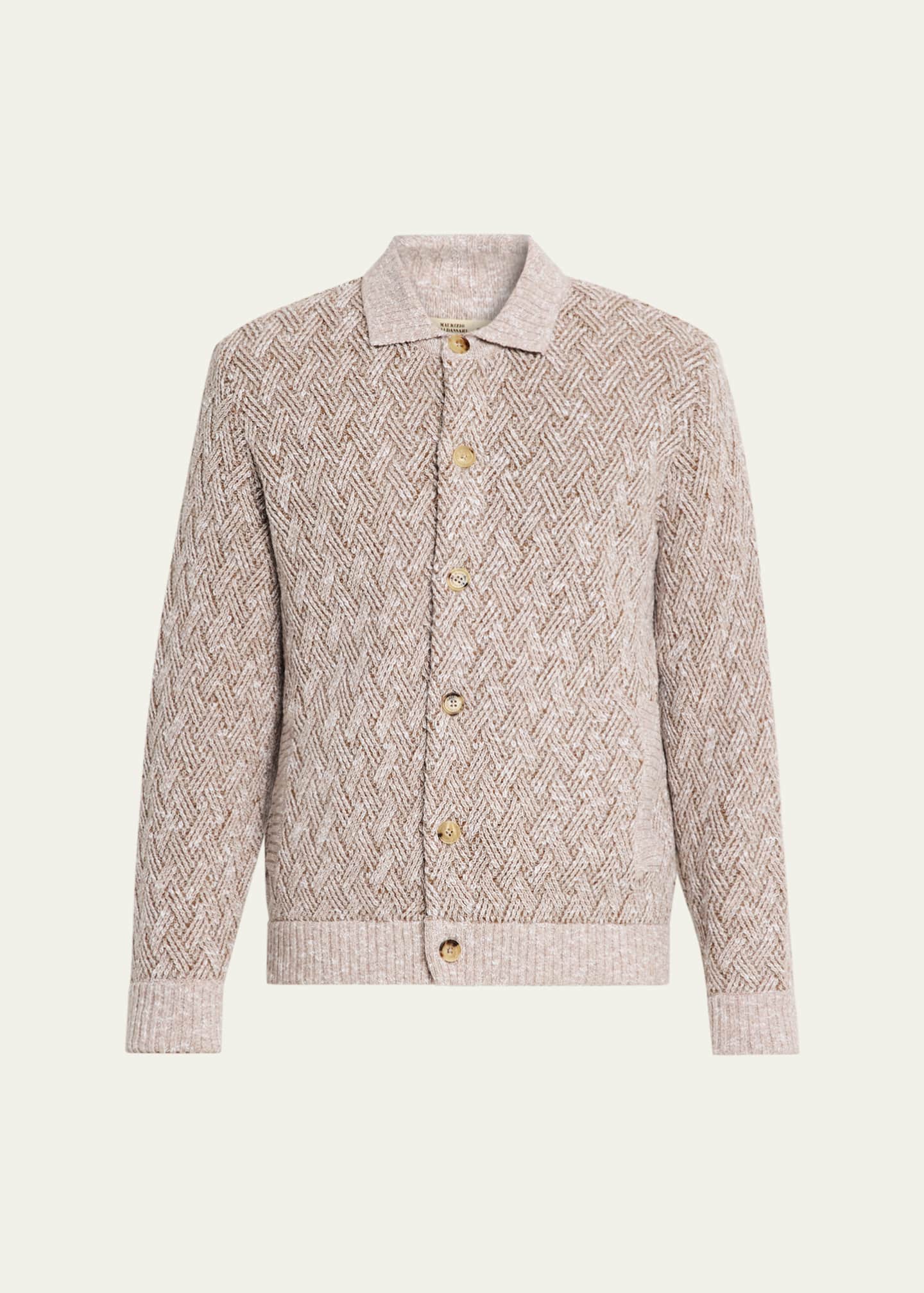 Baldassari Men's Wool-Blend Basketweave Stitch Cardigan - Bergdorf Goodman