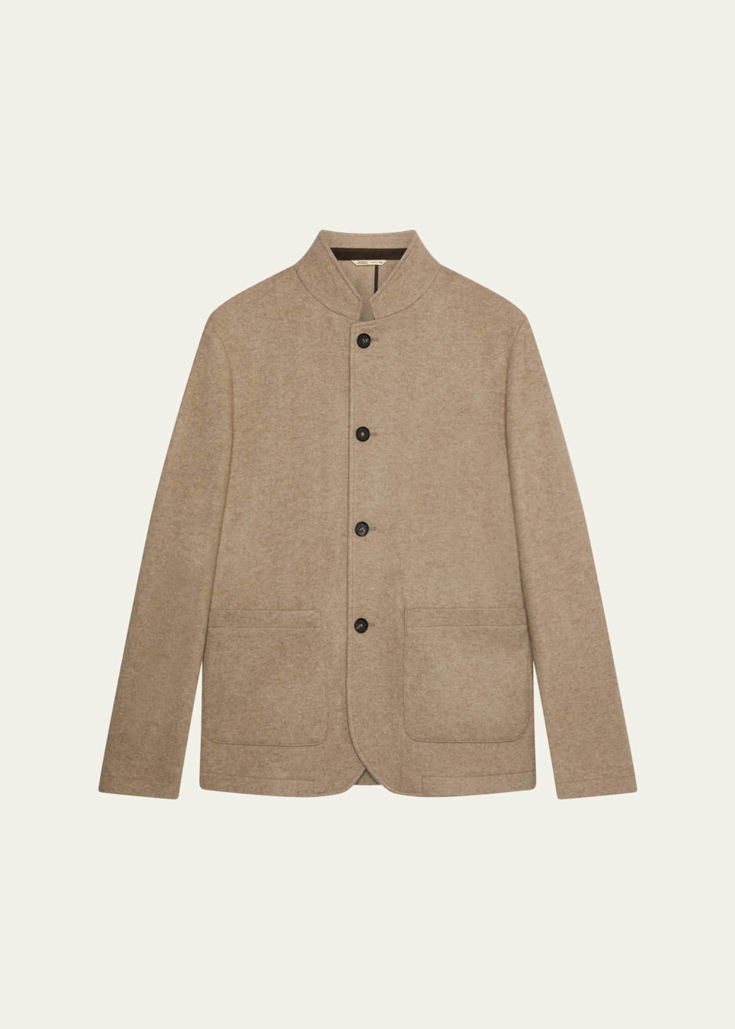 Maurizio Baldassari Men's Cashmere Stand Collar Four-Button Chore ...