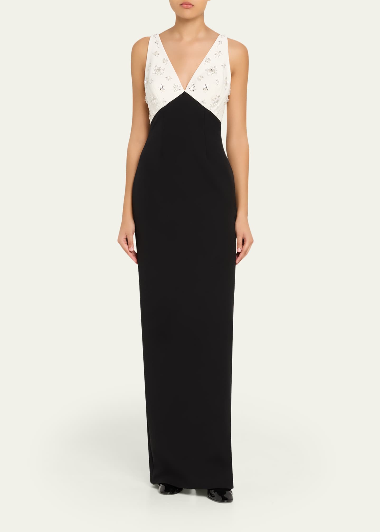 Pamella Roland Crystal Colorblock Crepe Column Gown - Bergdorf Goodman