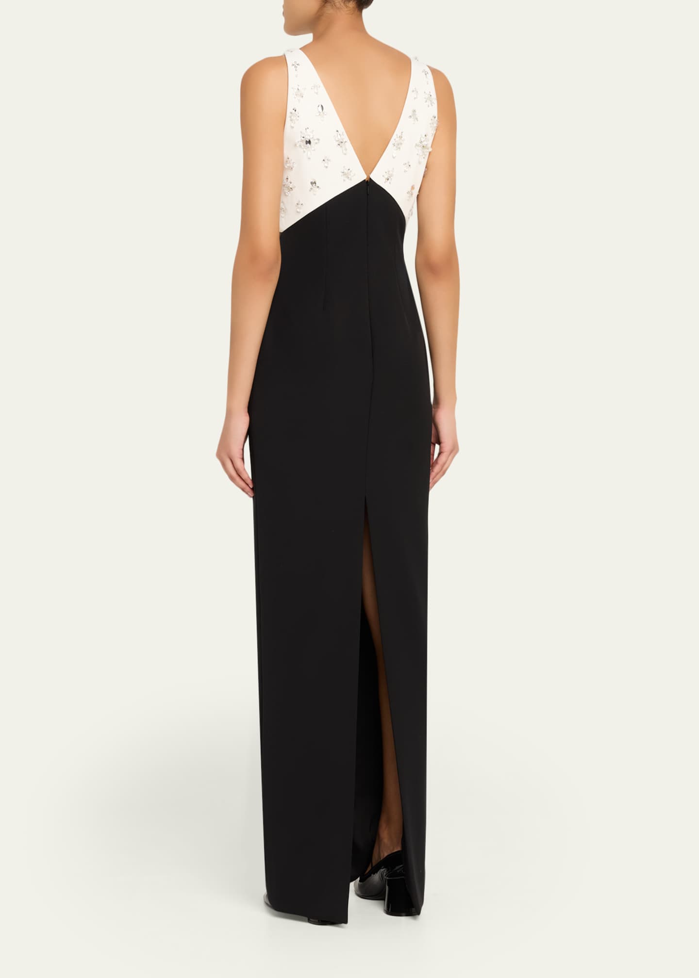 Pamella Roland Crystal Colorblock Crepe Column Gown - Bergdorf Goodman