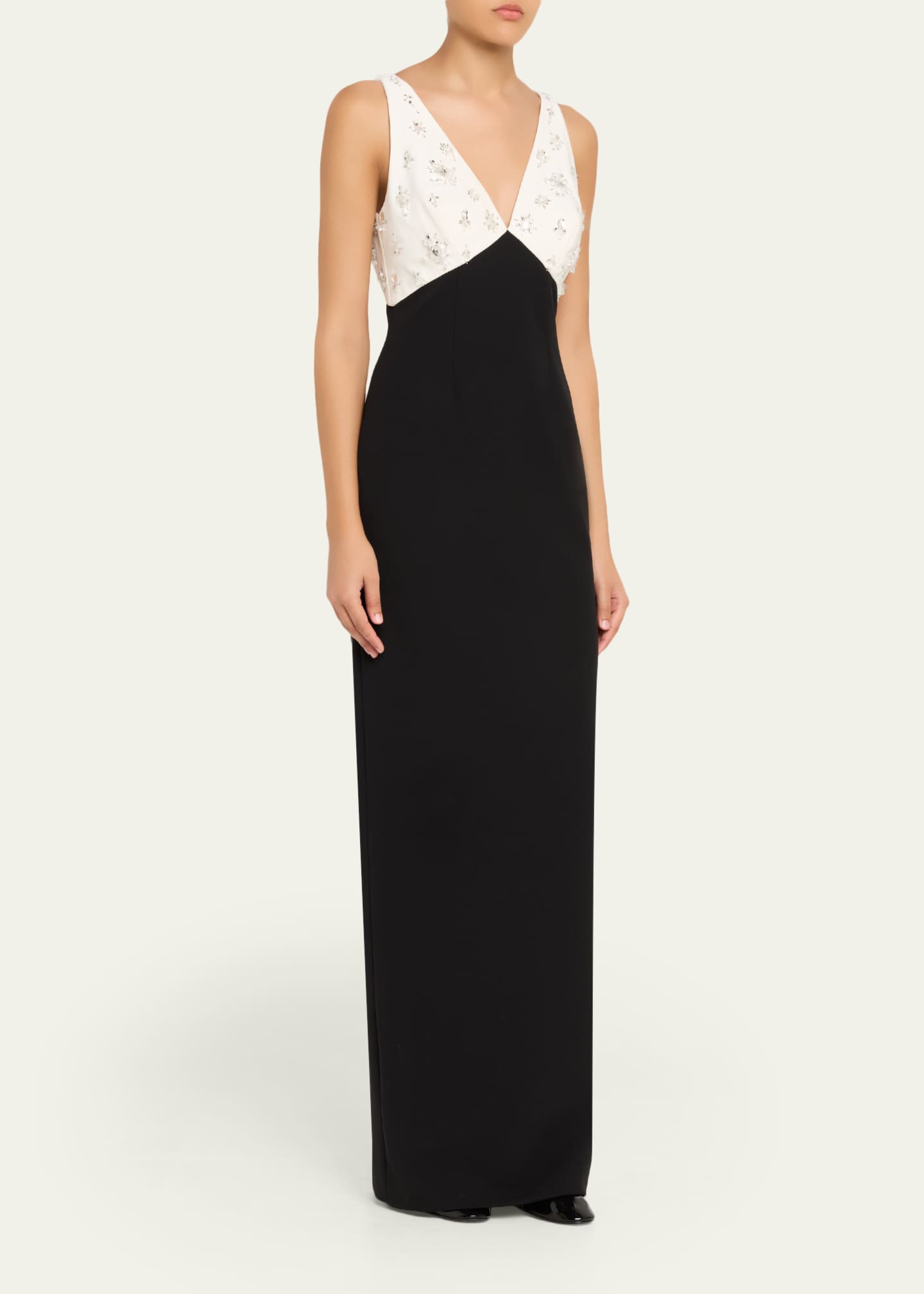 Pamella Roland Crystal Colorblock Crepe Column Gown - Bergdorf Goodman