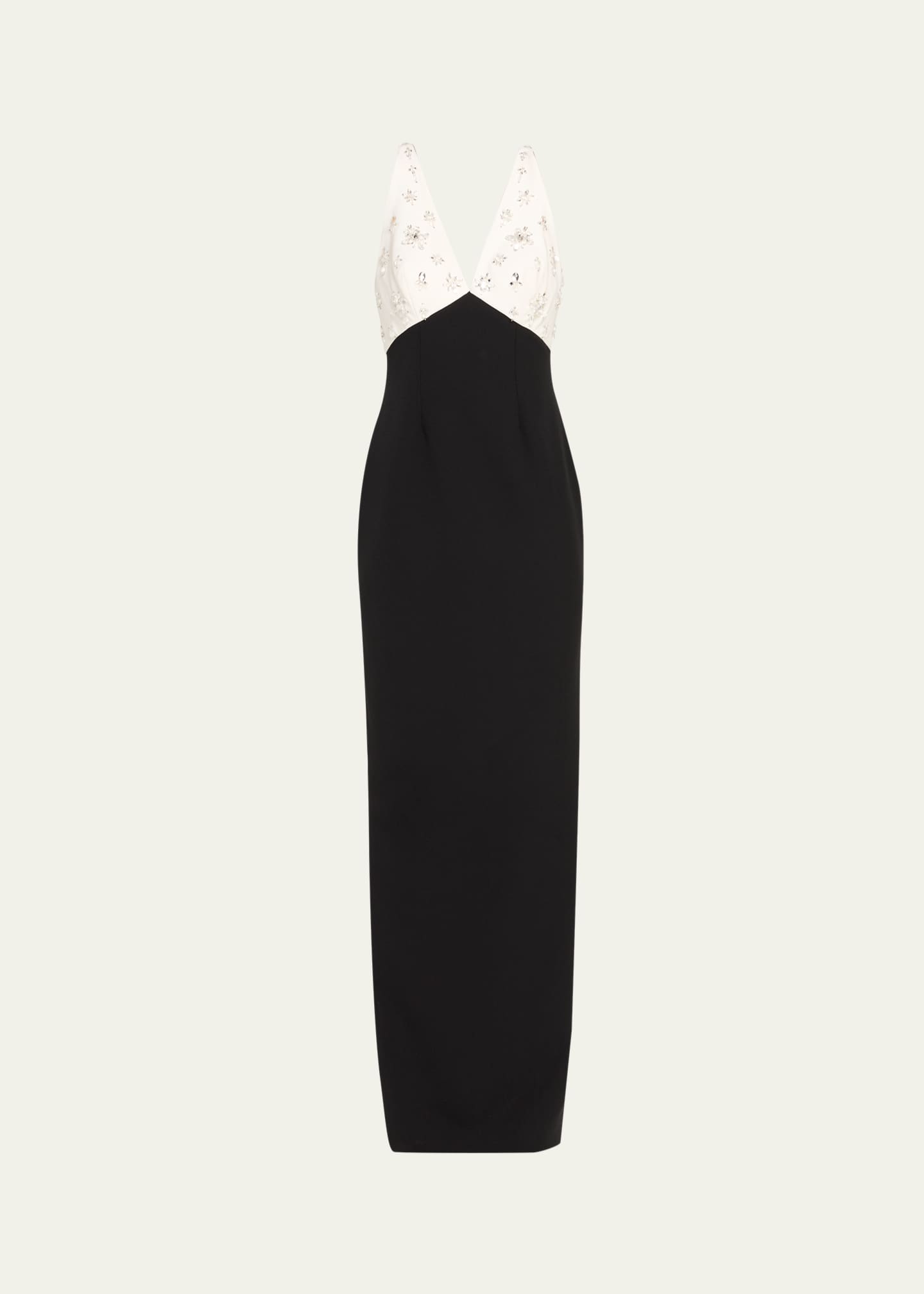 Pamella Roland Crystal Colorblock Crepe Column Gown - Bergdorf Goodman