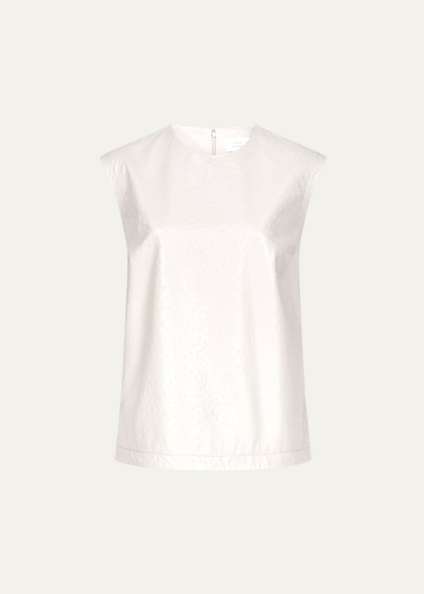 Loulou De Saison Fiza Ostrich-Embossed Leather Sleeveless Top ...