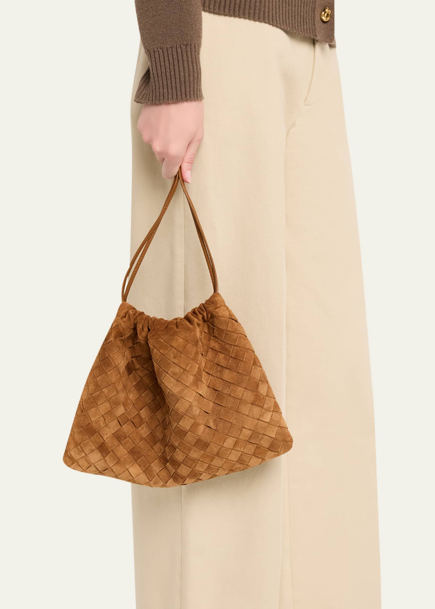 Bottega Veneta Suede Drawstring Pouch Clutch Bag - Bergdorf Goodman