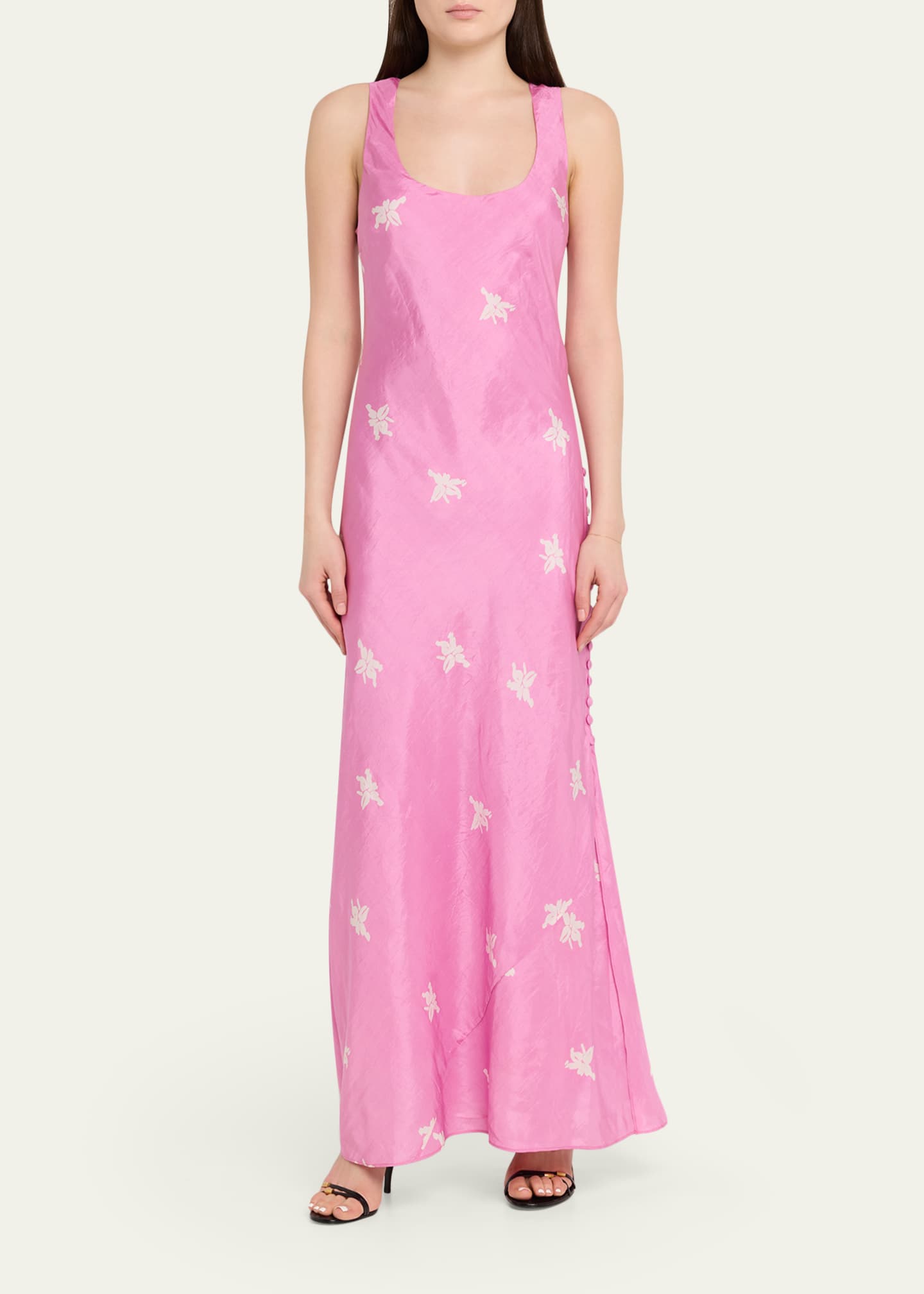 Alix of Bohemia Adele Silk Jasmine-Print Maxi Slip Dress - Bergdorf Goodman