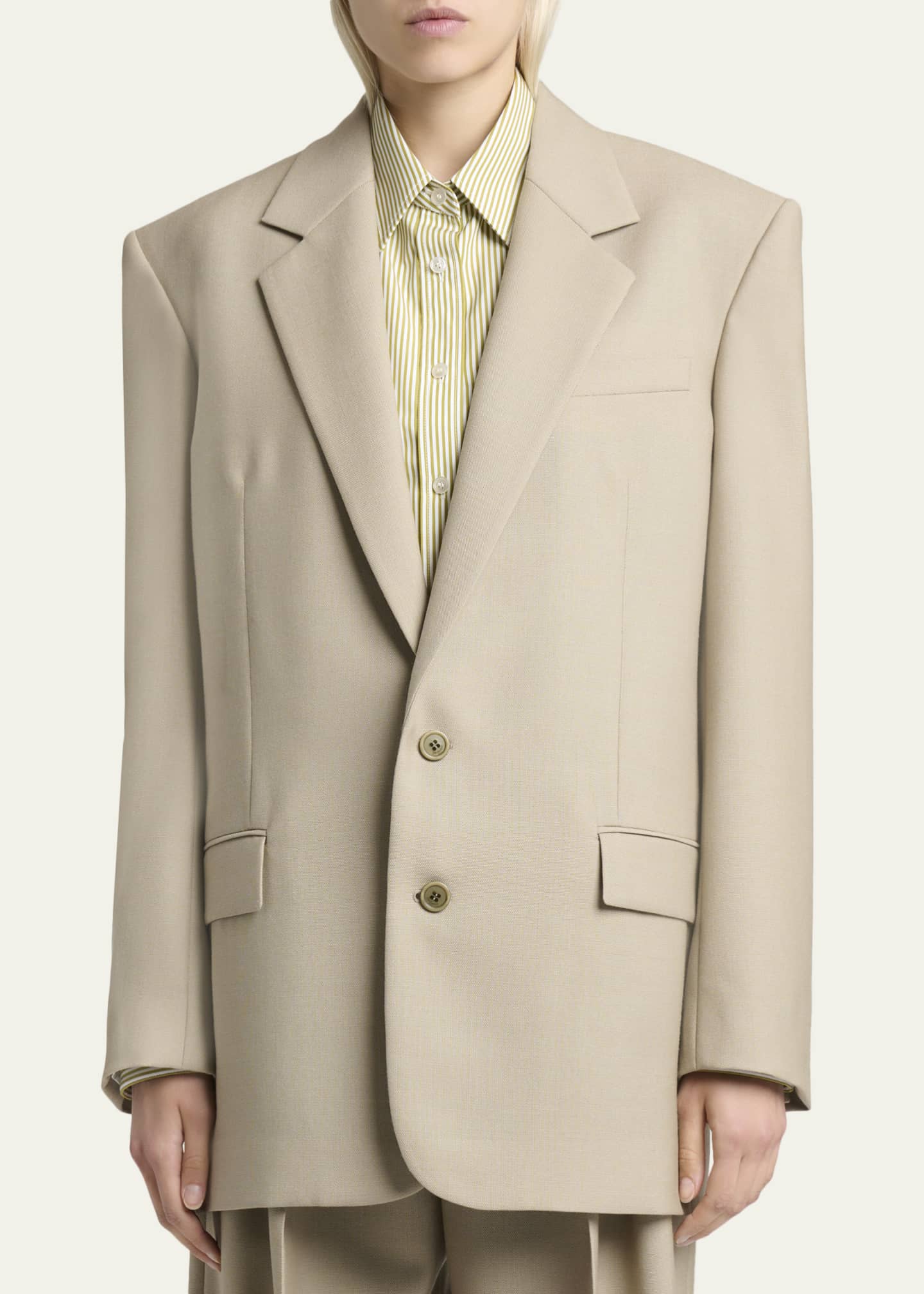 Saint Laurent Single-Breasted Oversized Wool-Silk Blazer Jacket ...