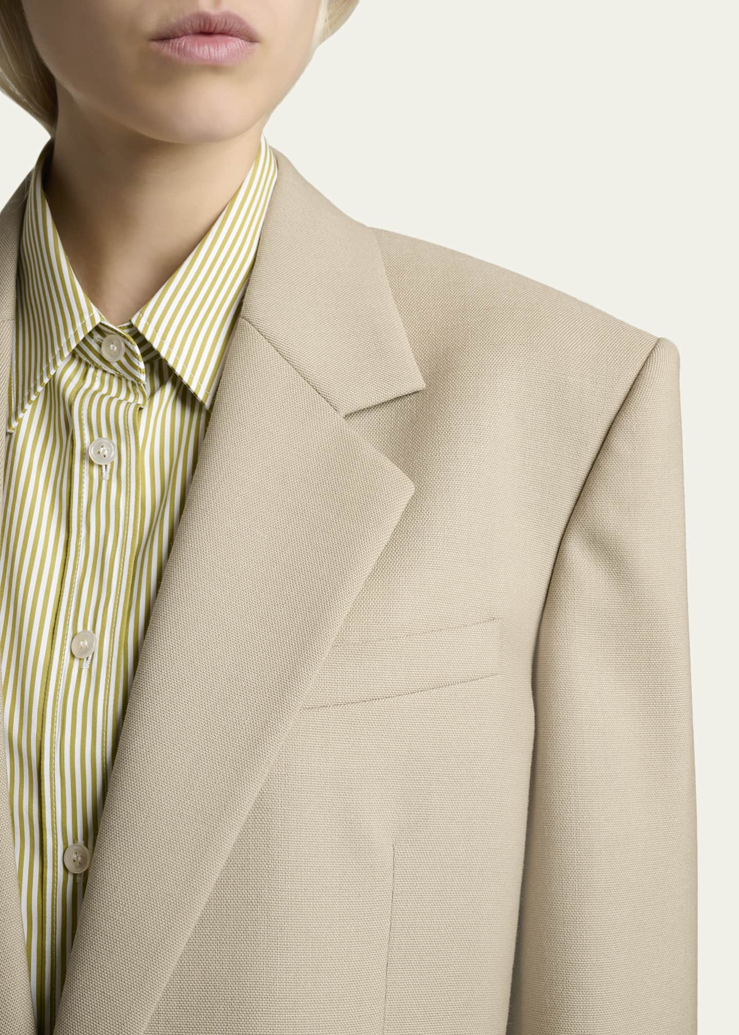 Saint Laurent Single-Breasted Oversized Wool-Silk Blazer Jacket ...