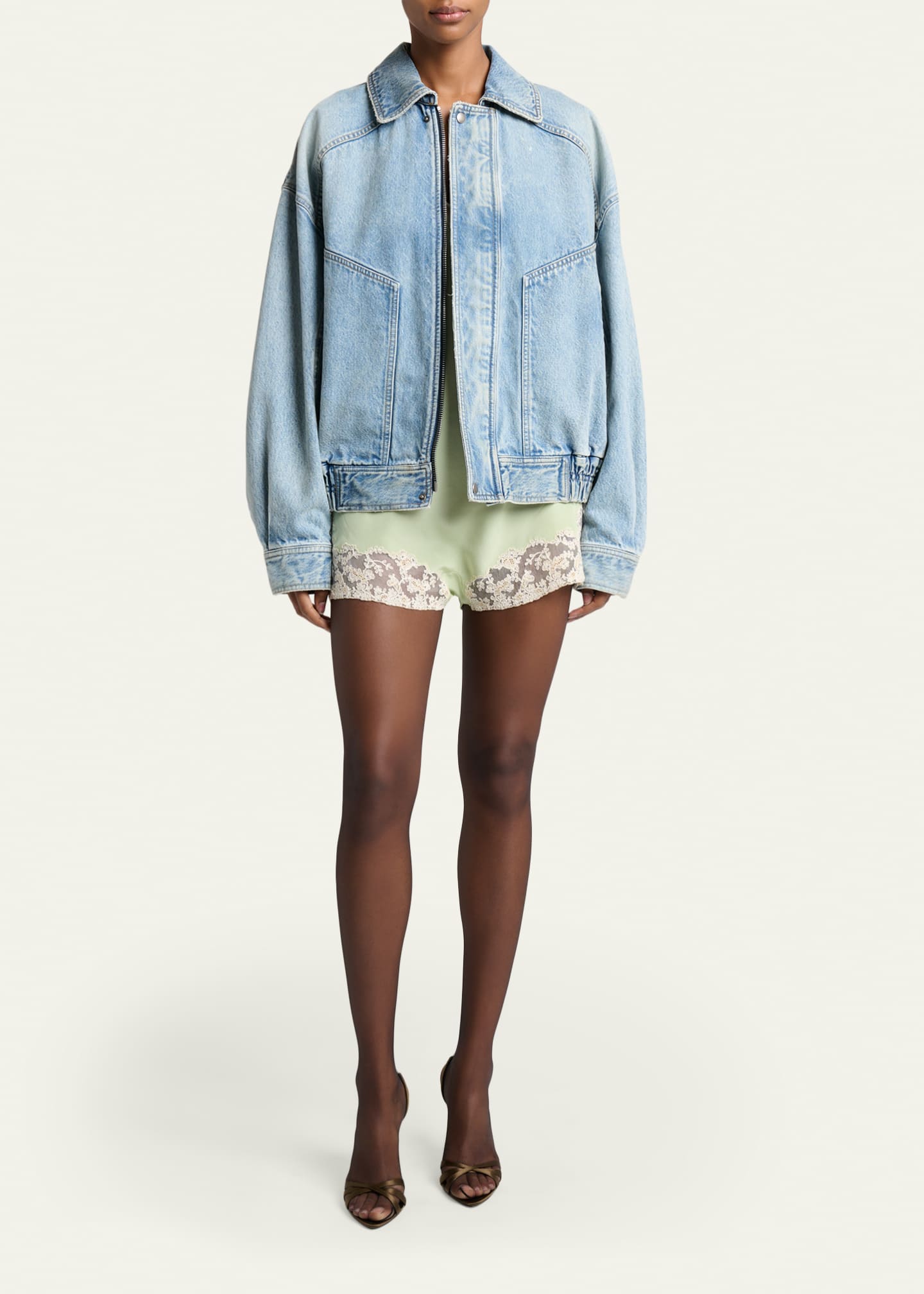 Saint Laurent Oversized Denim Zip Shirt Jacket - Bergdorf Goodman