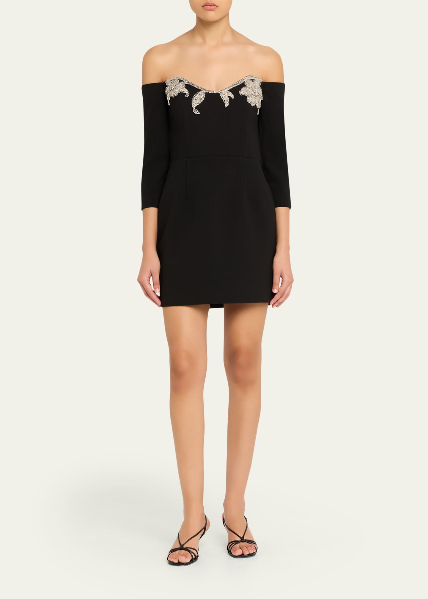 REBECCA VALLANCE Ellerie Floral Diamante Off-Shoulder Mini Dress - Bergdorf Goodman