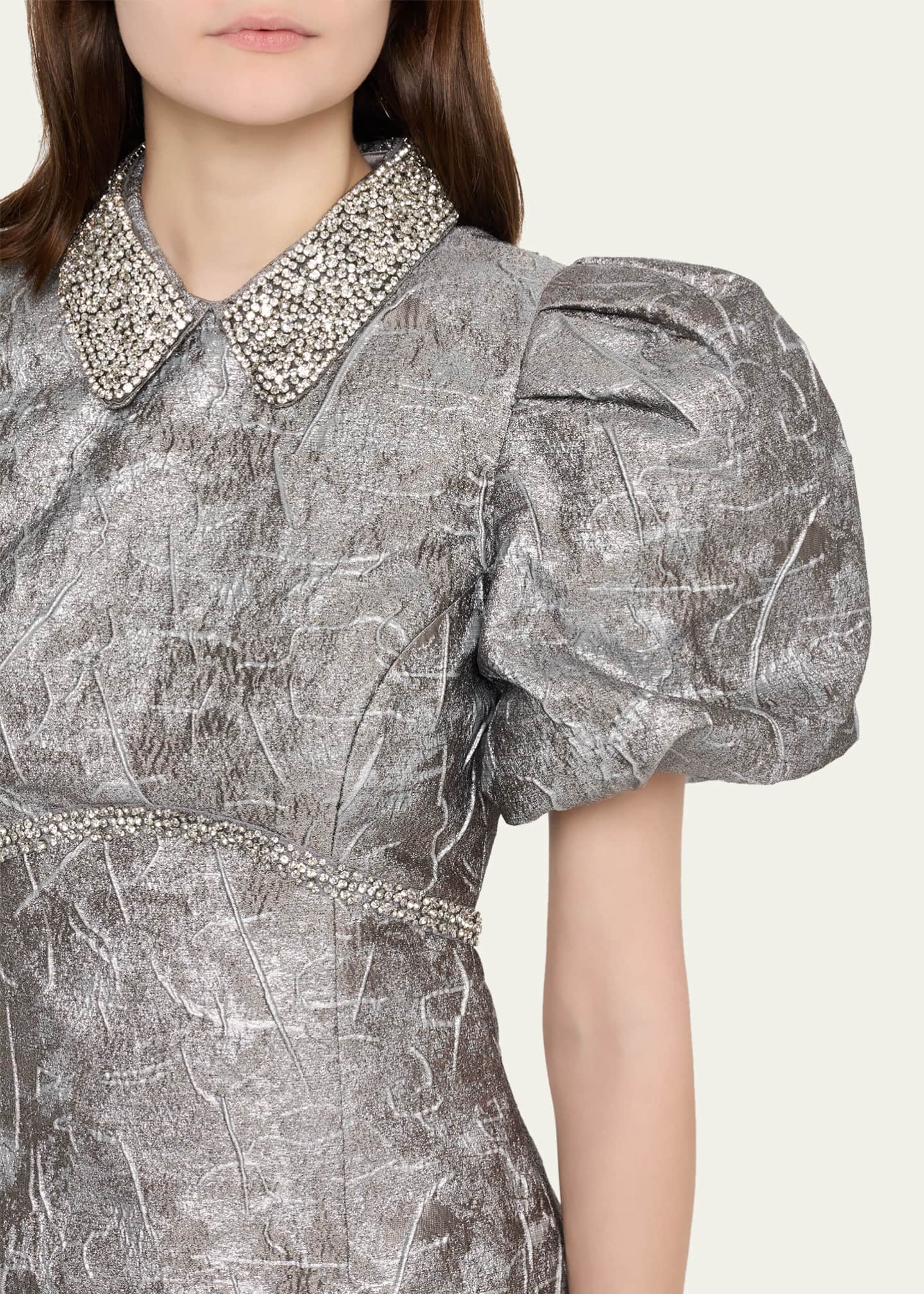 REBECCA VALLANCE Sterling Diamante Metallic Jacquard Mini Dress ...