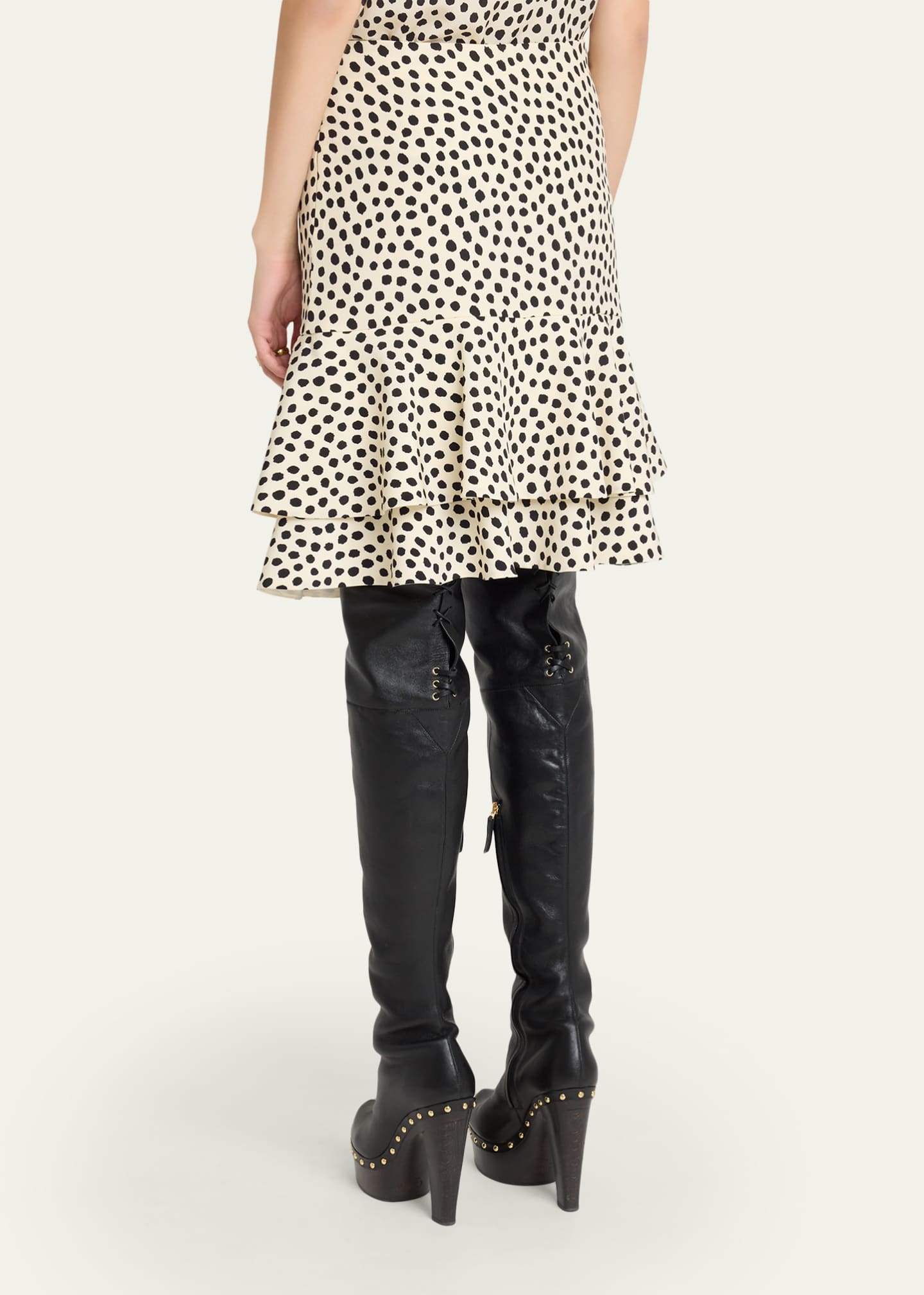 Chloe Dots-Print Silk Crepe De Chine Ruffle Skirt - Bergdorf Goodman
