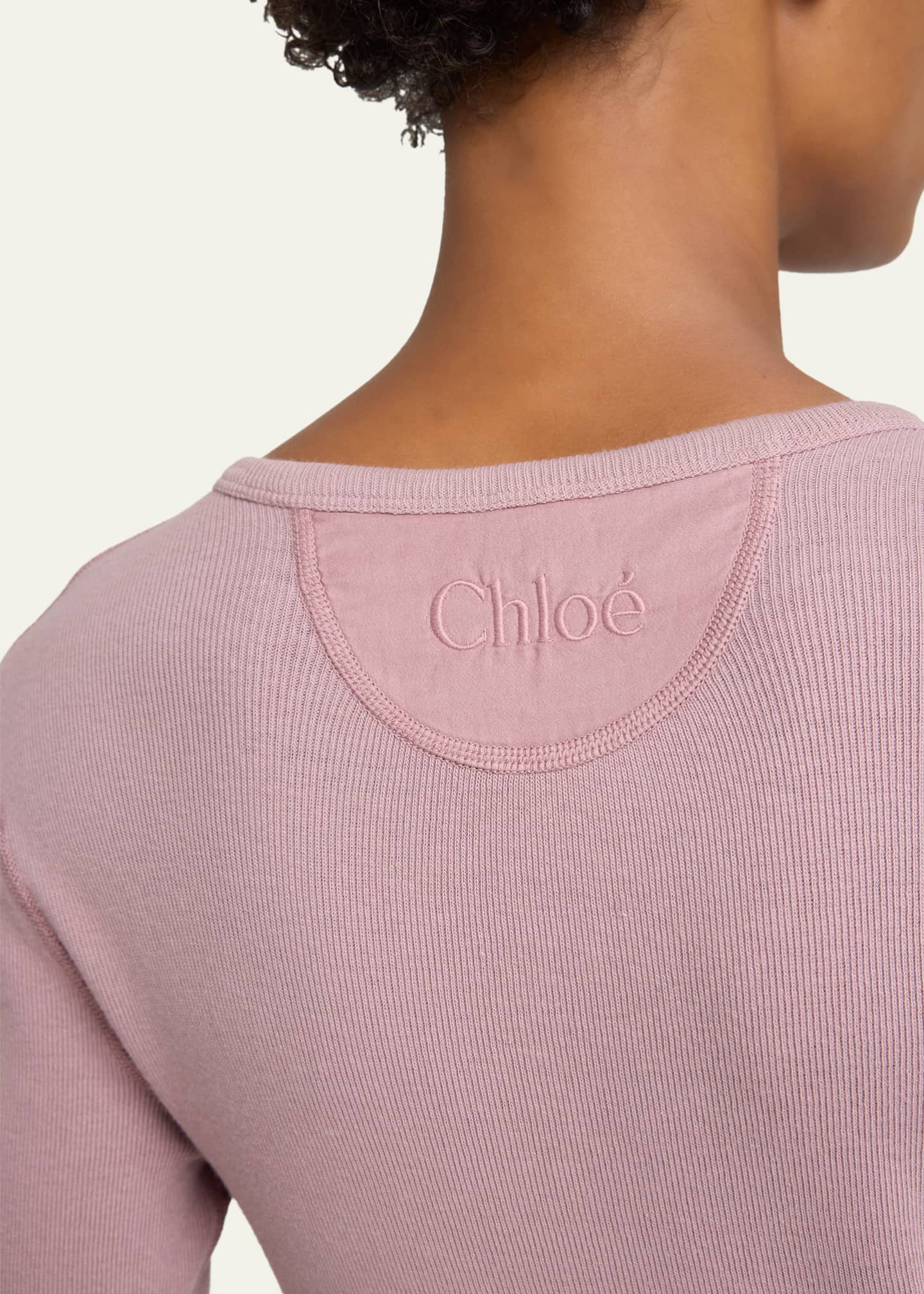 Chloe Flatlock Ribbed Jersey Henley Shirt - Bergdorf Goodman